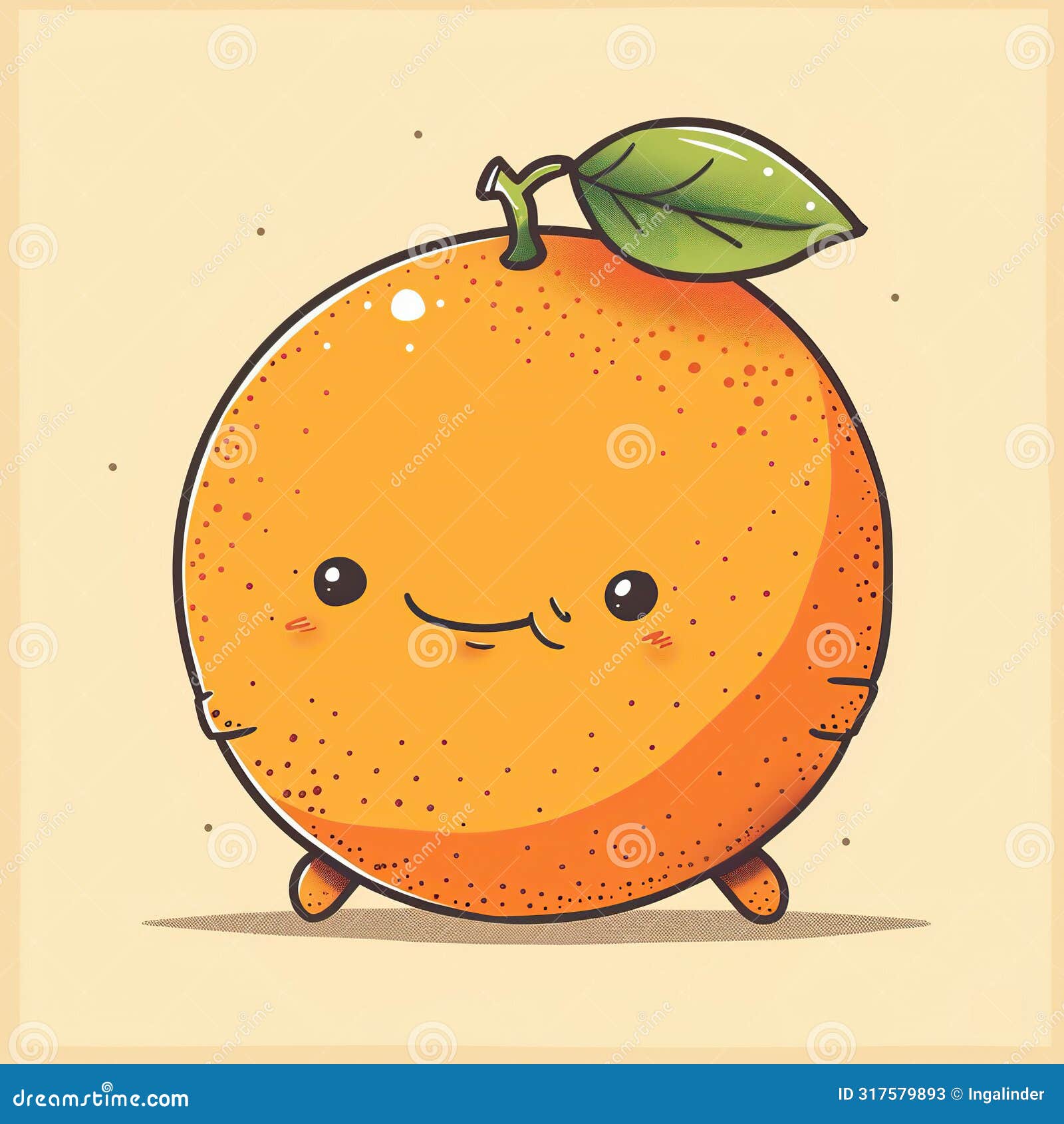 Cute Cartoon Orange Fruit Illustration Stock Illustration ...