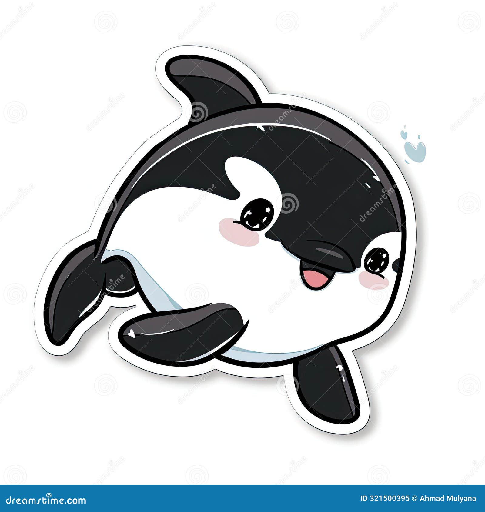Cute Cartoon Orca Illustration with Blushes and Heart Generated with AI ...