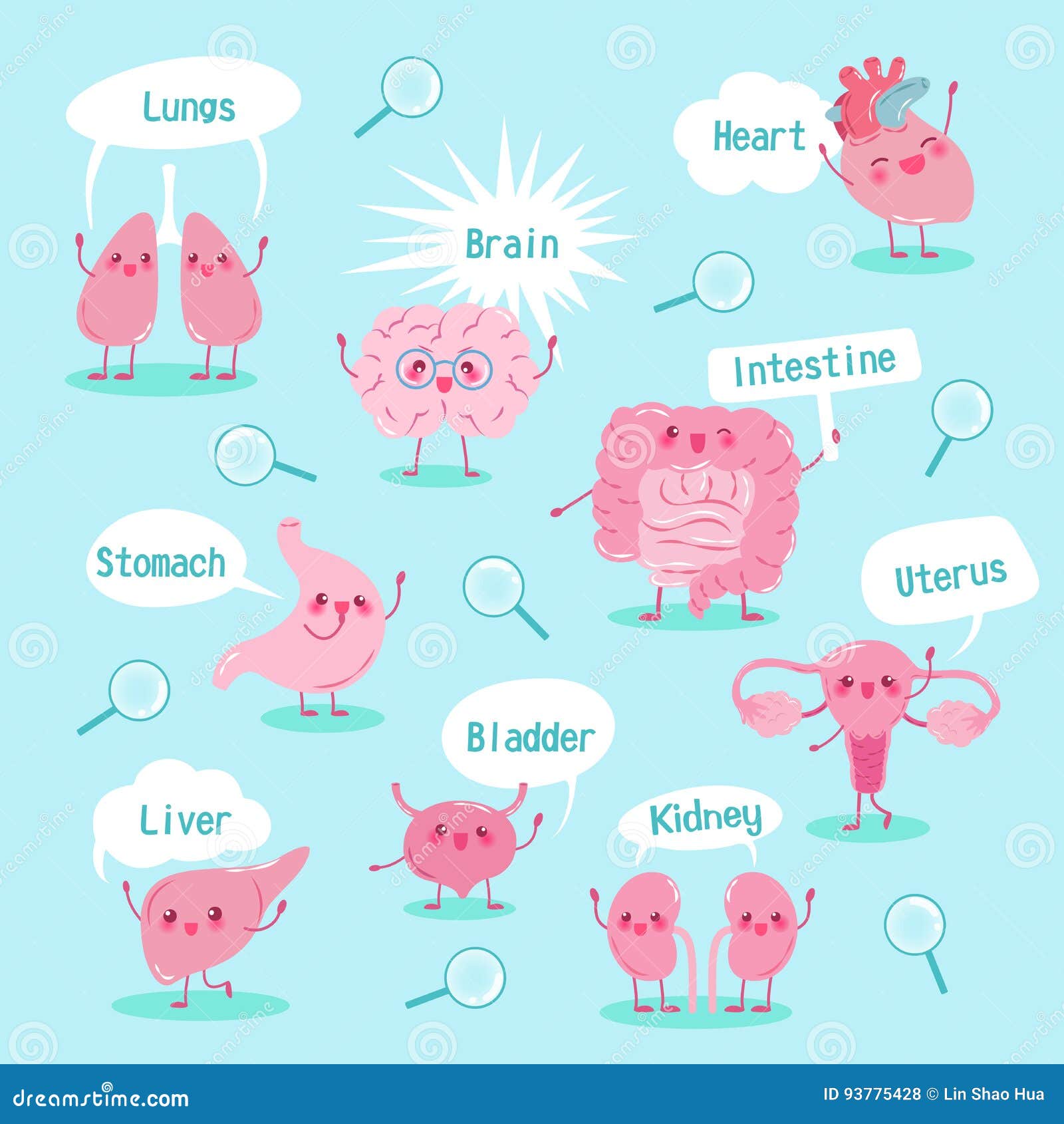 Cute cartoon organ stock illustration. Illustration of heart - 93775428