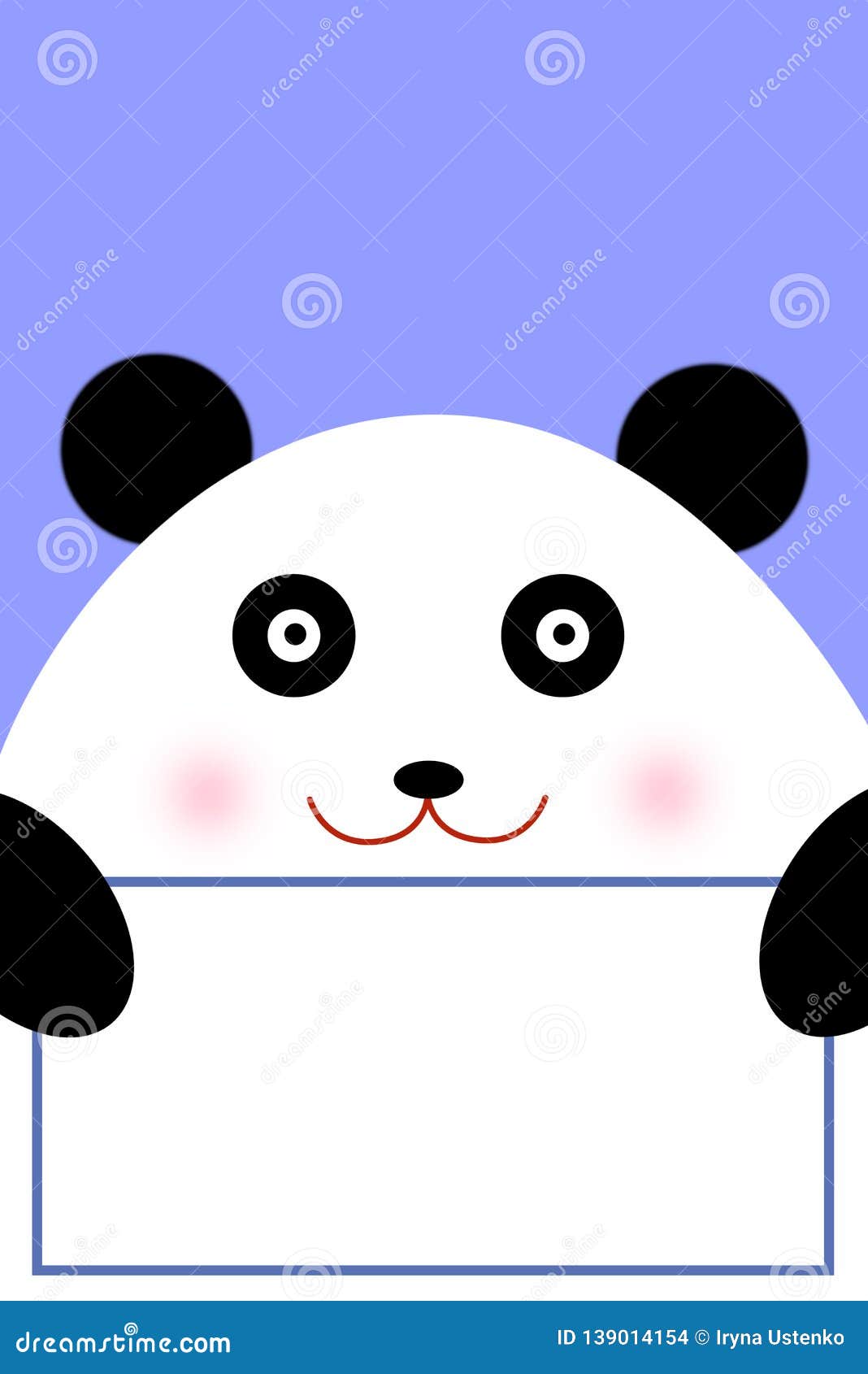 Cute Cartoon Panda with Empty Paper . Valentine`s Card Stock ...