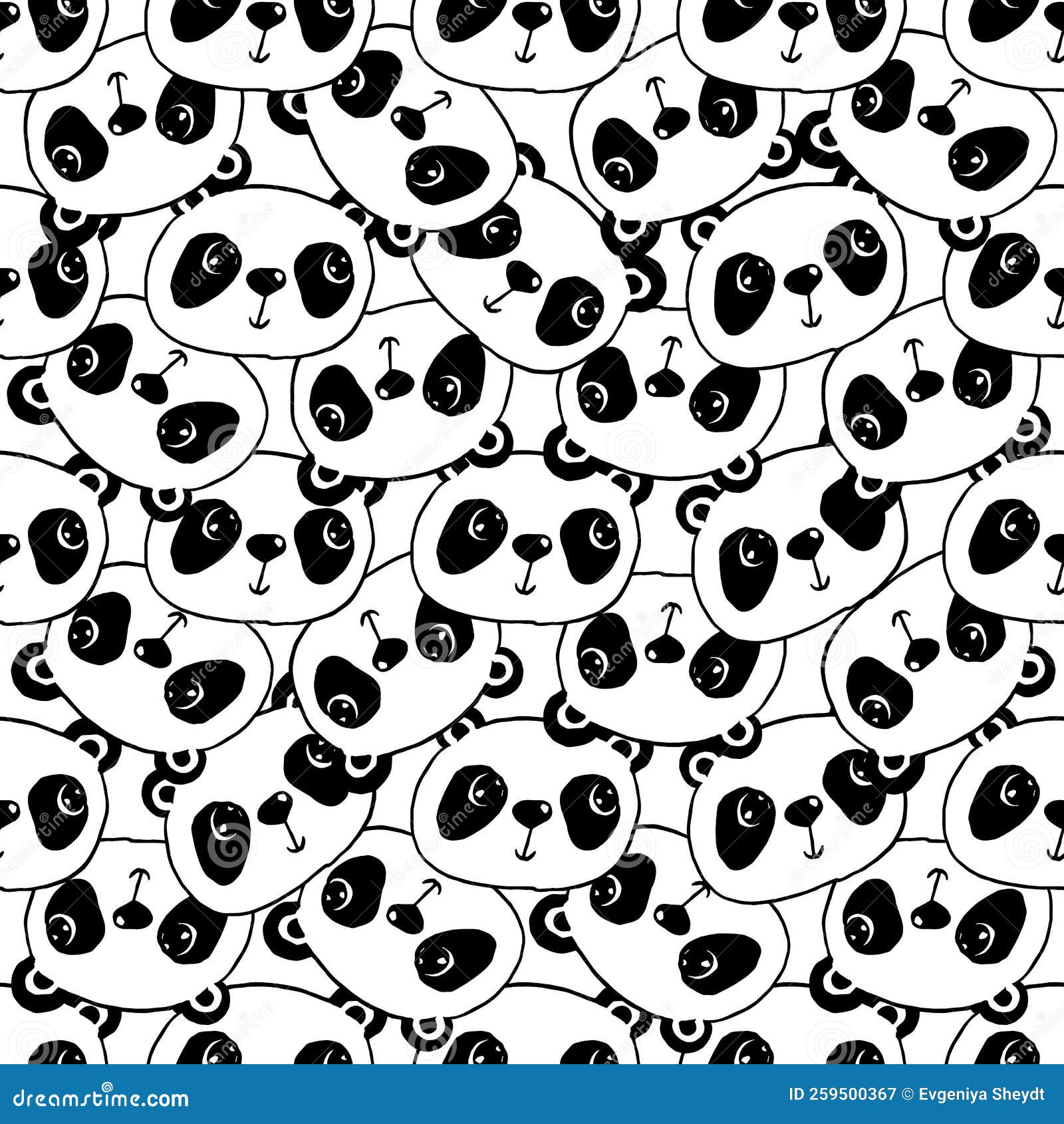 Cute Cartoon Panda Face Seamless Pattern Vector Stock Vector ...