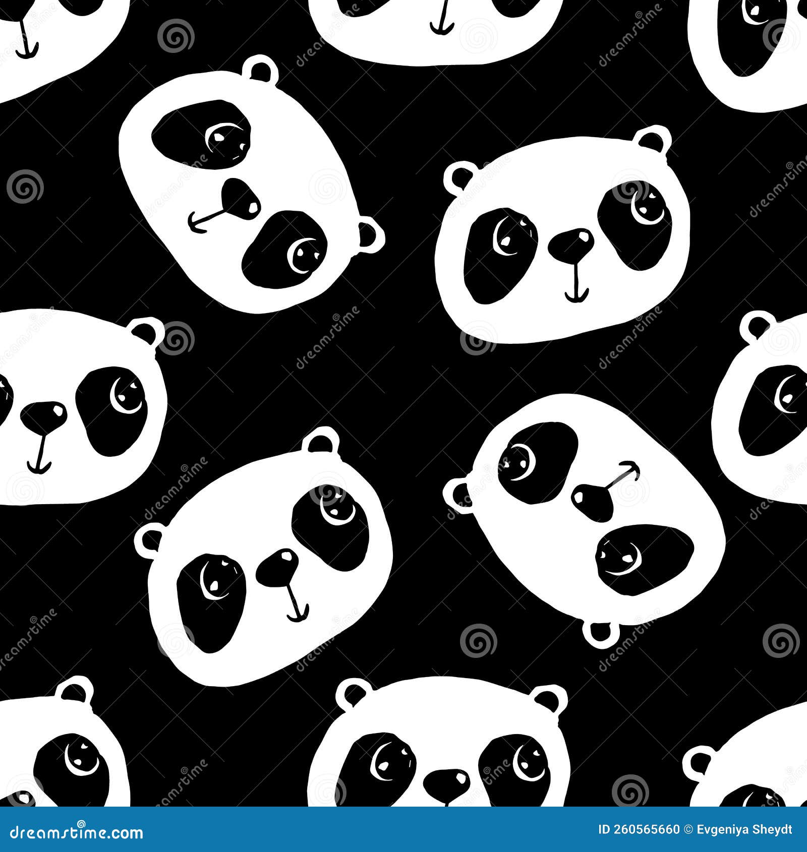 Cute Cartoon Panda Face Seamless Pattern Vector Stock Vector ...