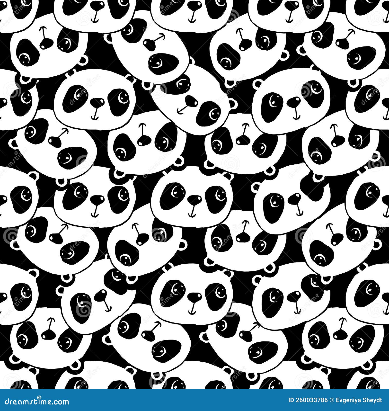 Cute Cartoon Panda Face Seamless Pattern Vector Stock Vector ...