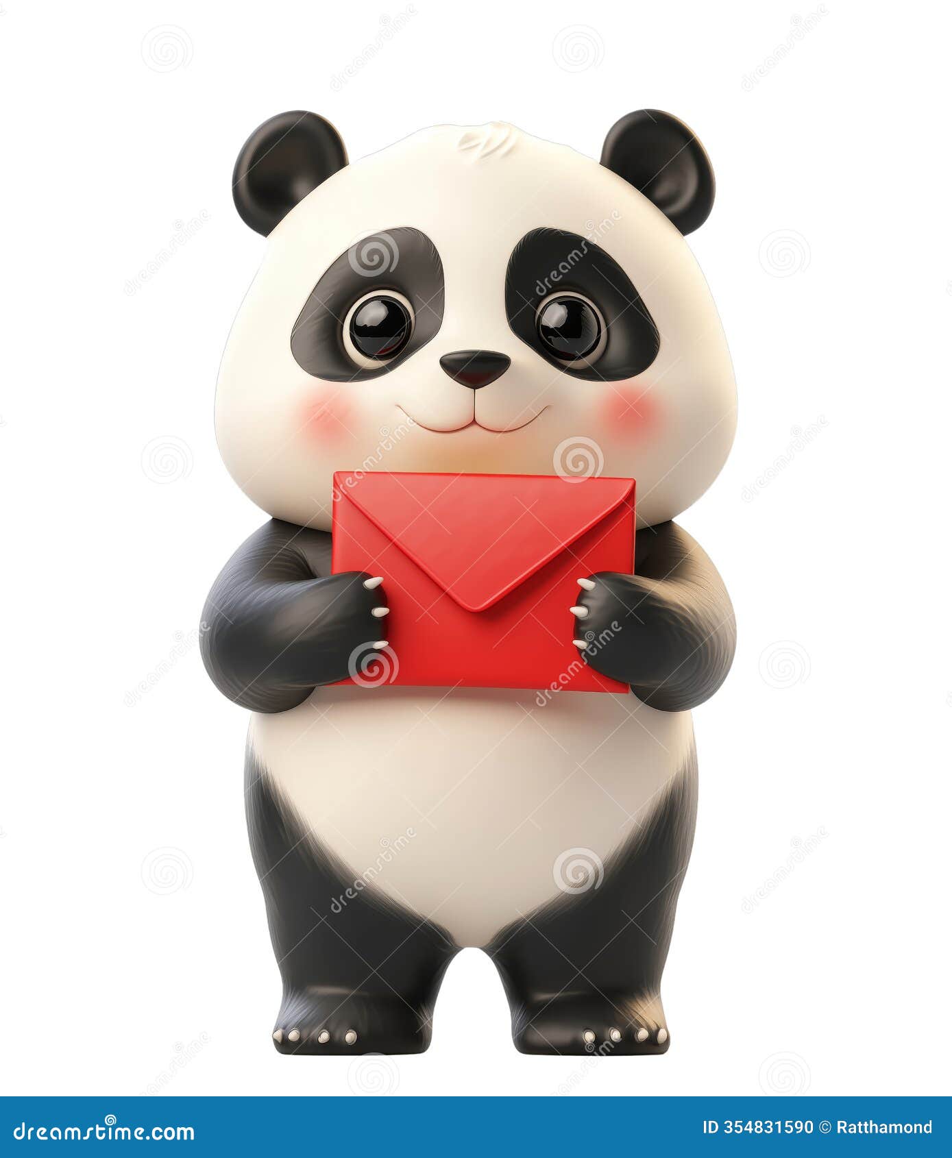 A Cute, Cartoon Panda Holds a Red Envelope, Isolated on a Transparent ...