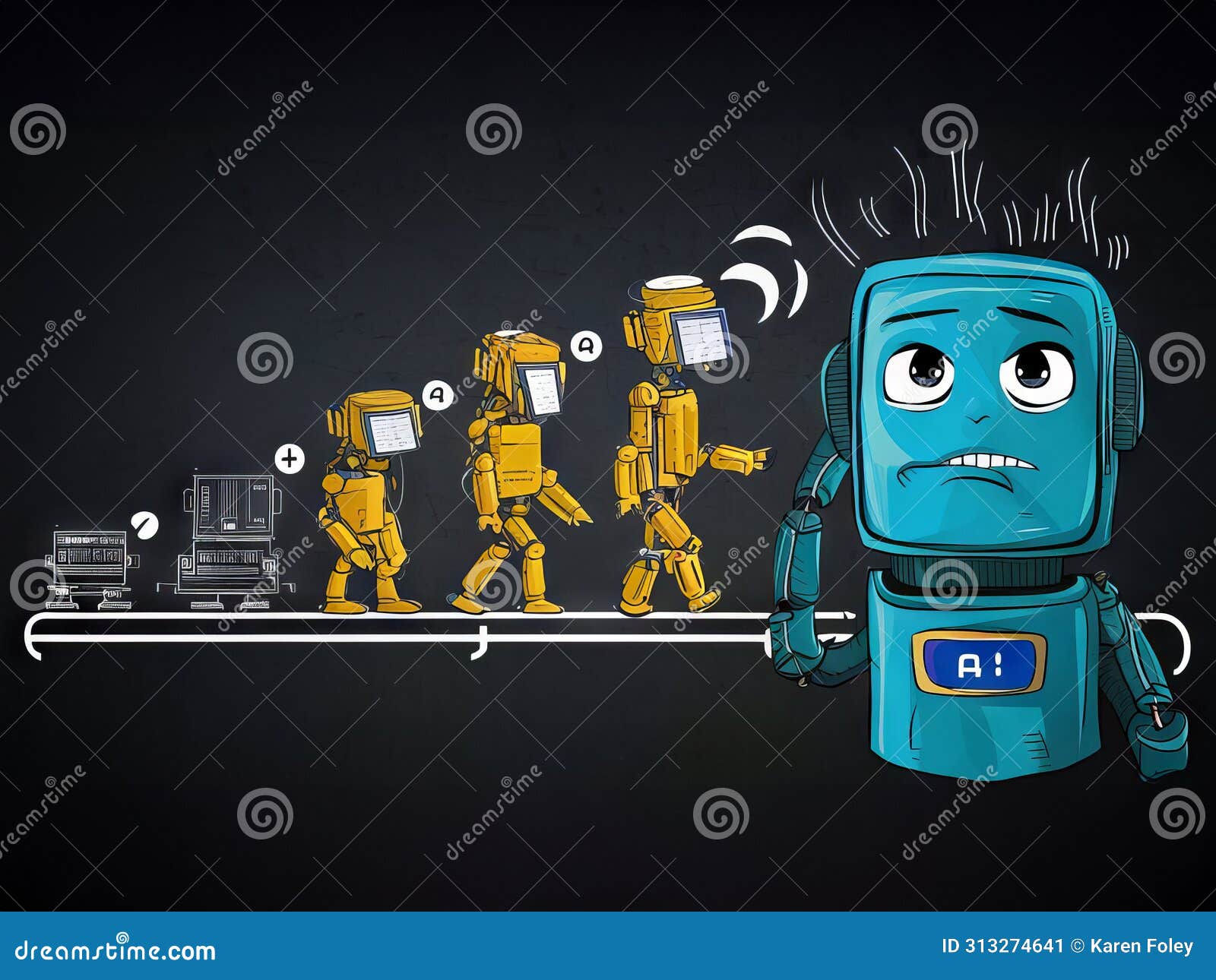 Cartoon of Machine Learning Stock Illustration - Illustration of drawn ...