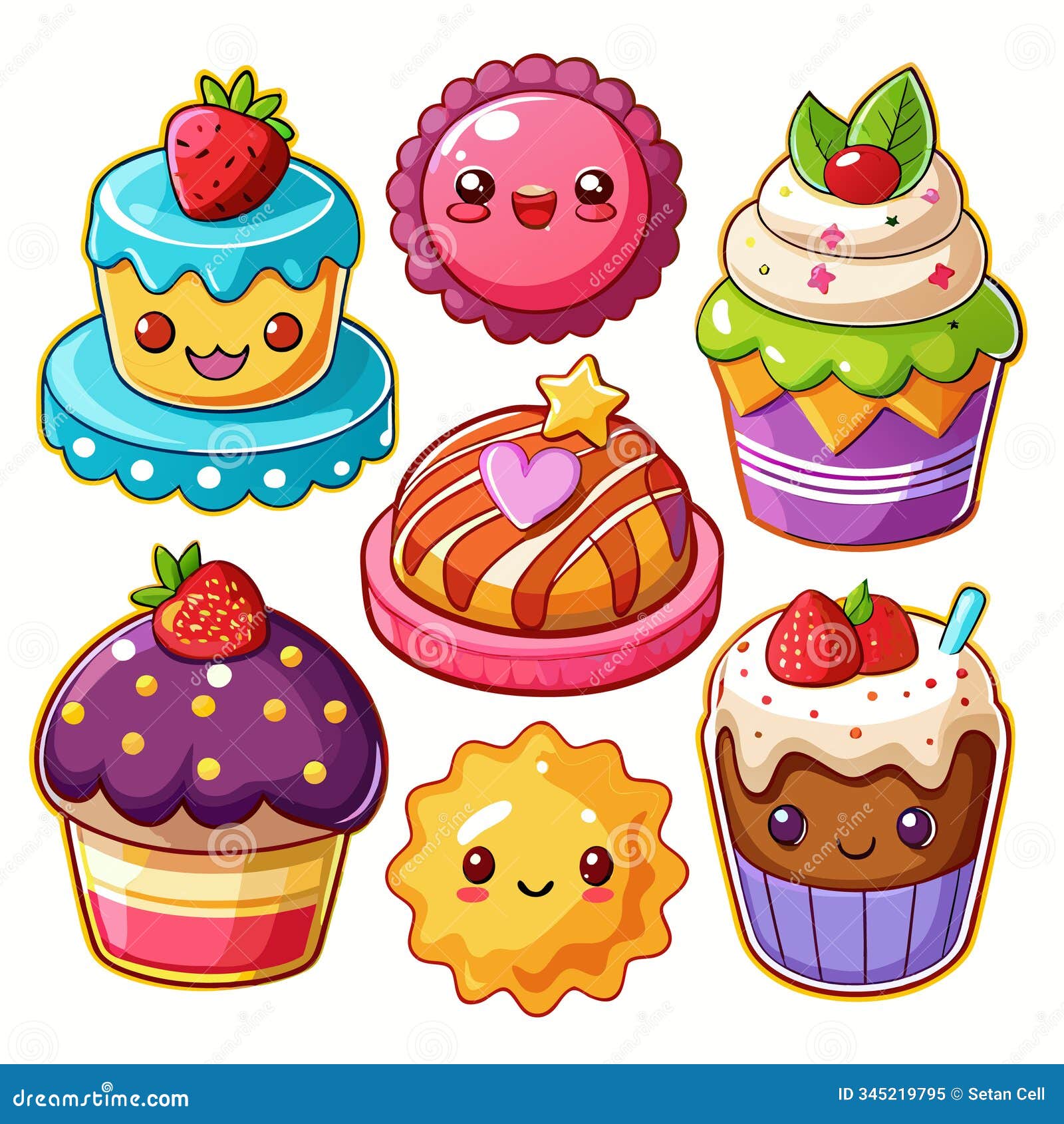 Cartoon Pastry Illustration Set | CartoonDealer.com #161521554