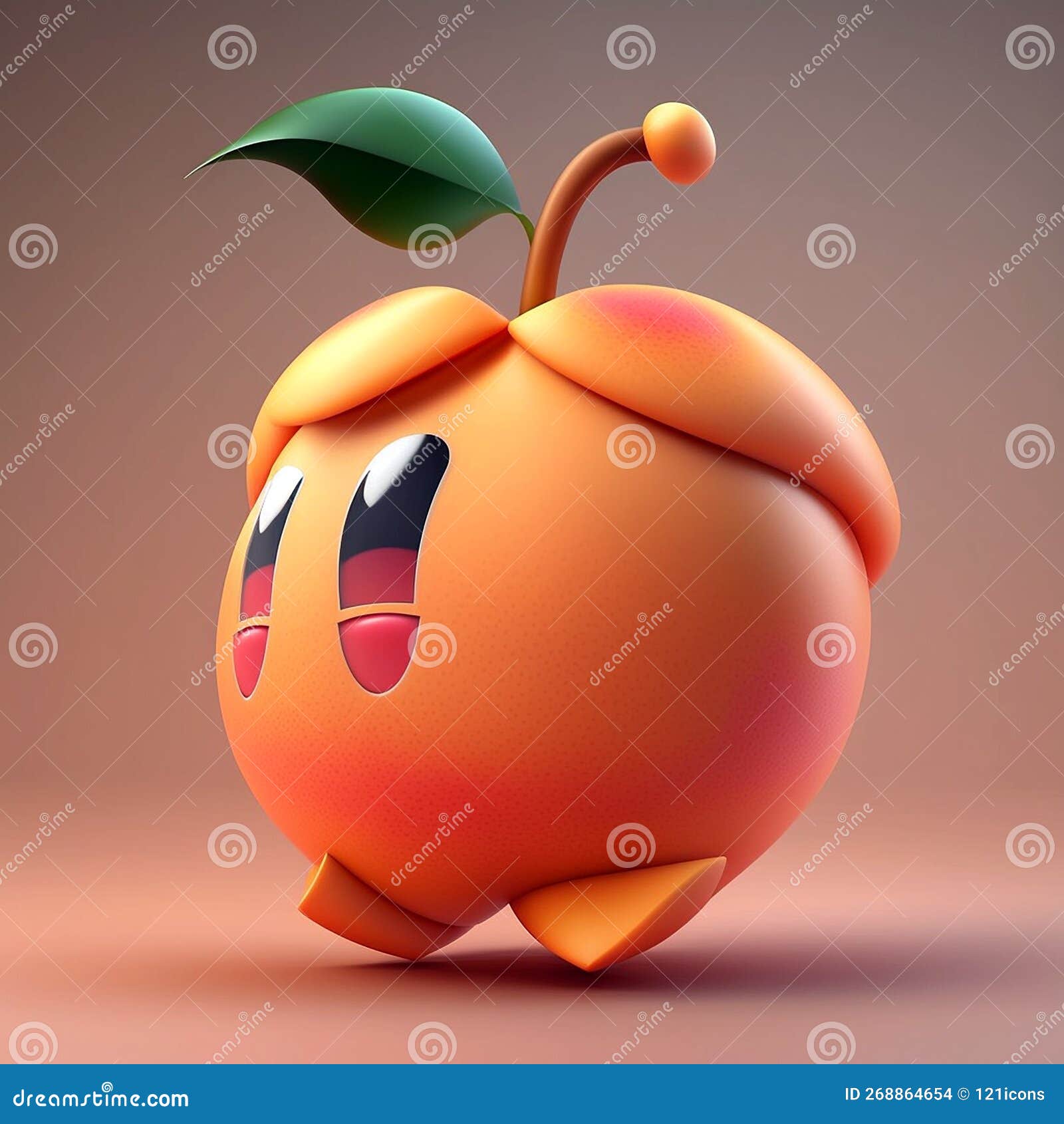 Cute Cartoon Peach Character Using Generative AI Stock Illustration ...