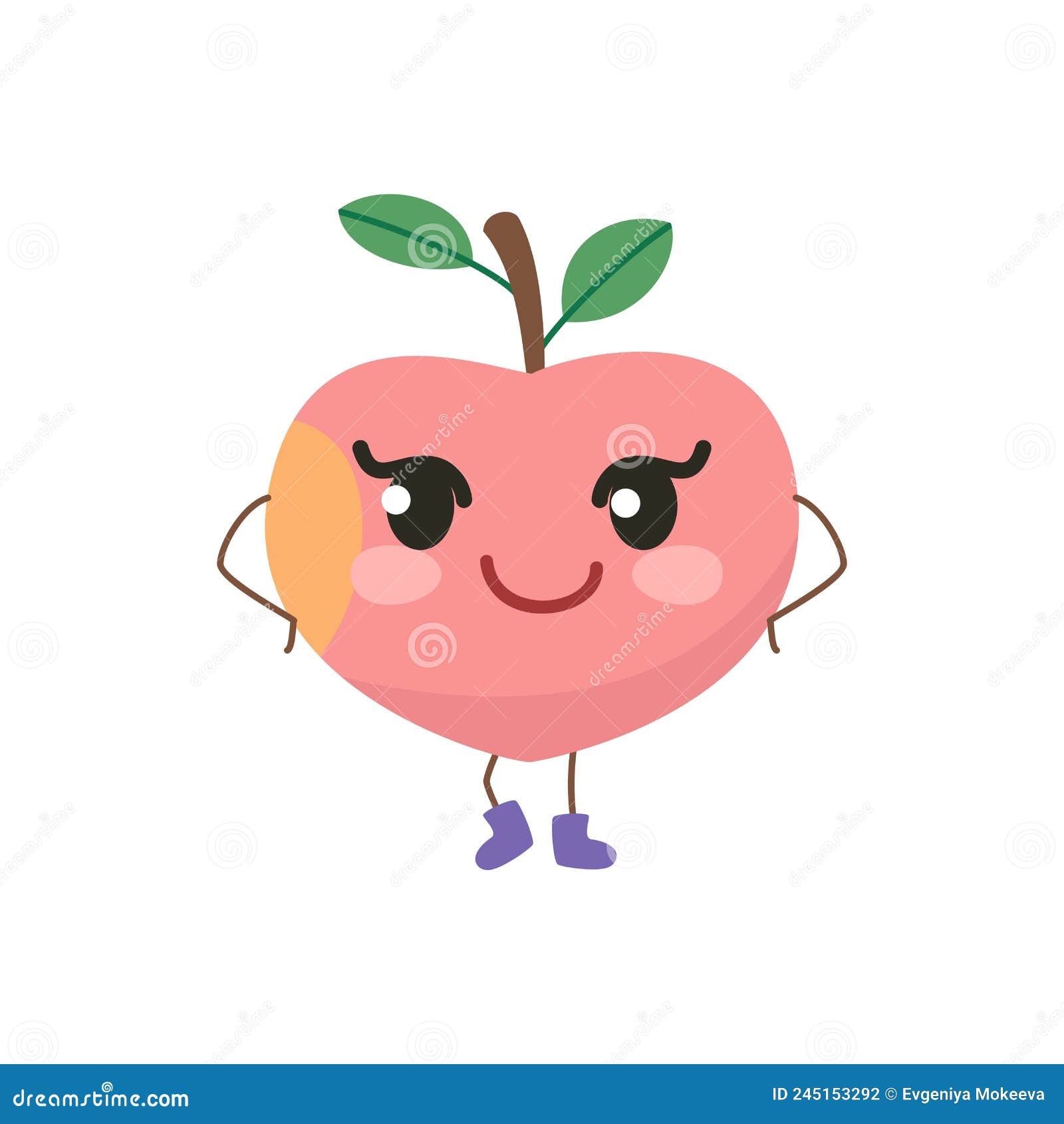 Cute Cartoon Peach on White Backgroung Stock Vector - Illustration of ...