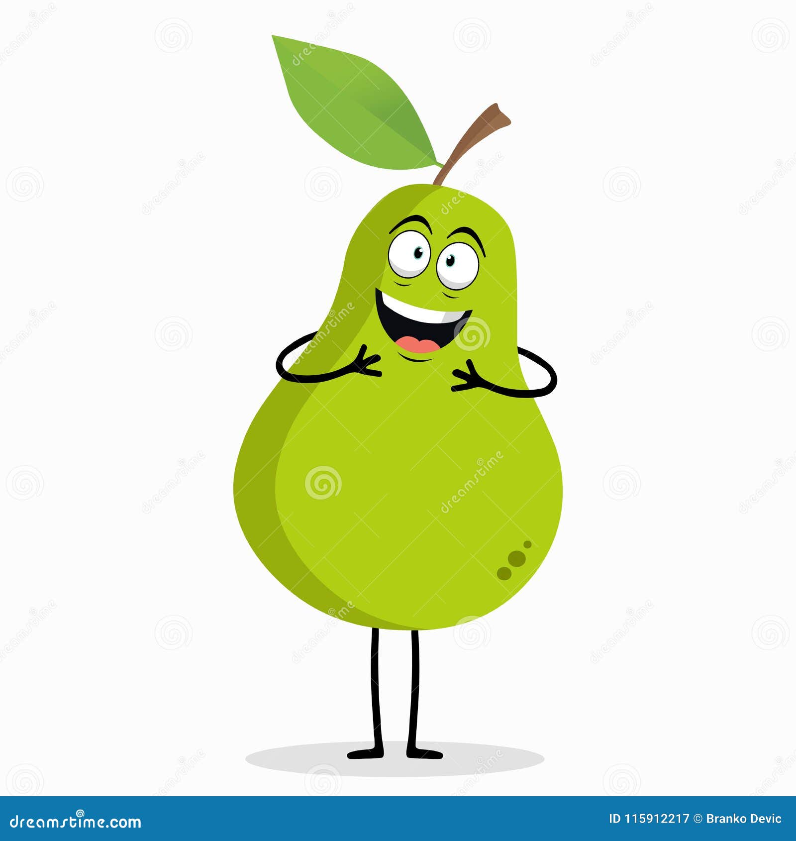 Cute Cartoon Pear Character Isolated on White Stock Vector ...