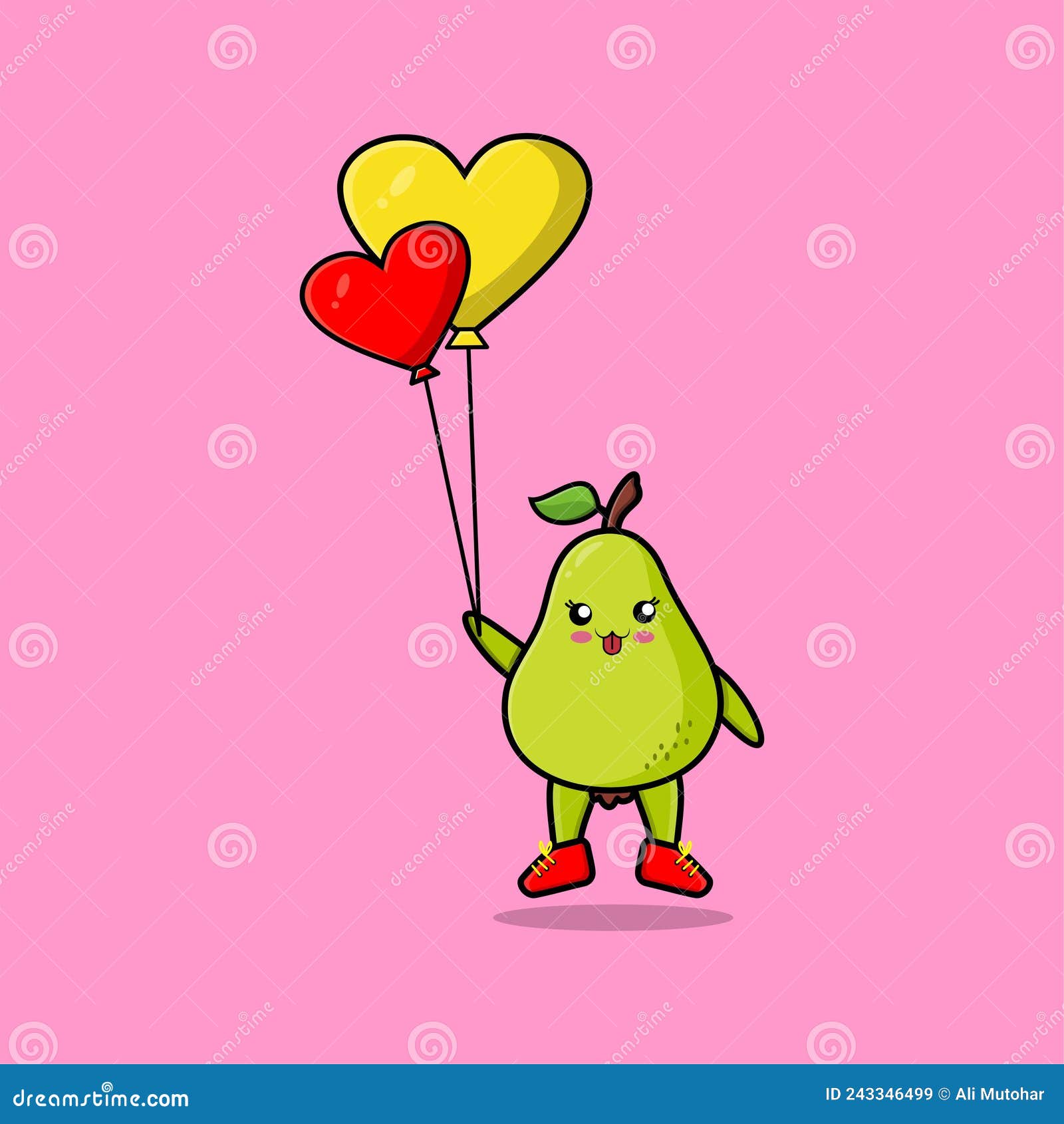 Cute Cartoon Pear Fruit Character in Flat Design Stock Vector ...