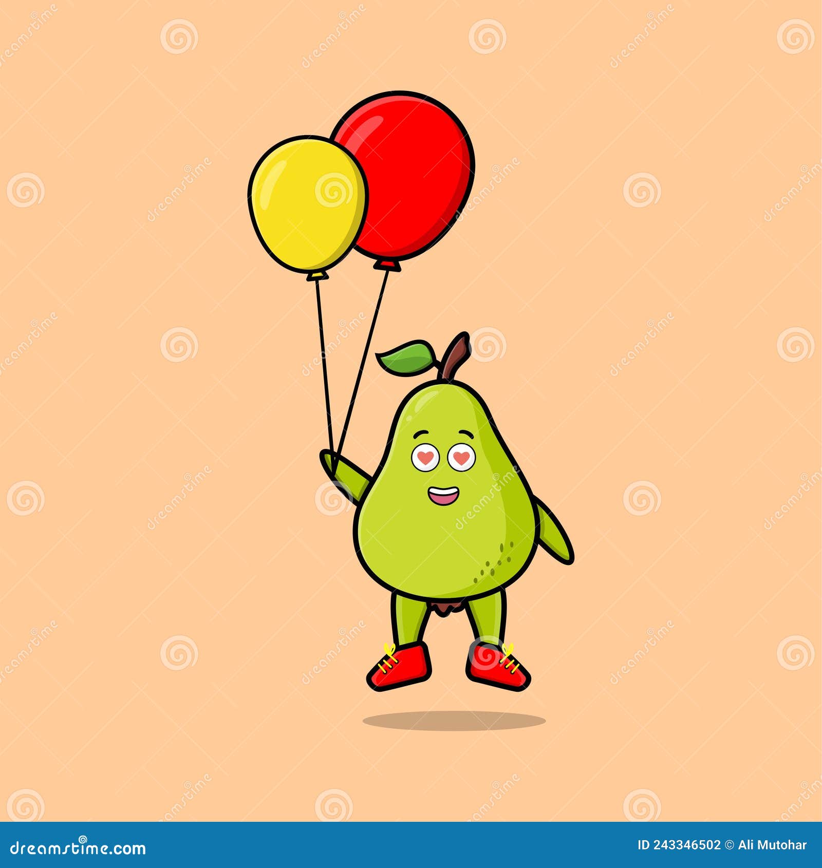 Cute Cartoon Pear Fruit Character in Flat Design Stock Vector ...