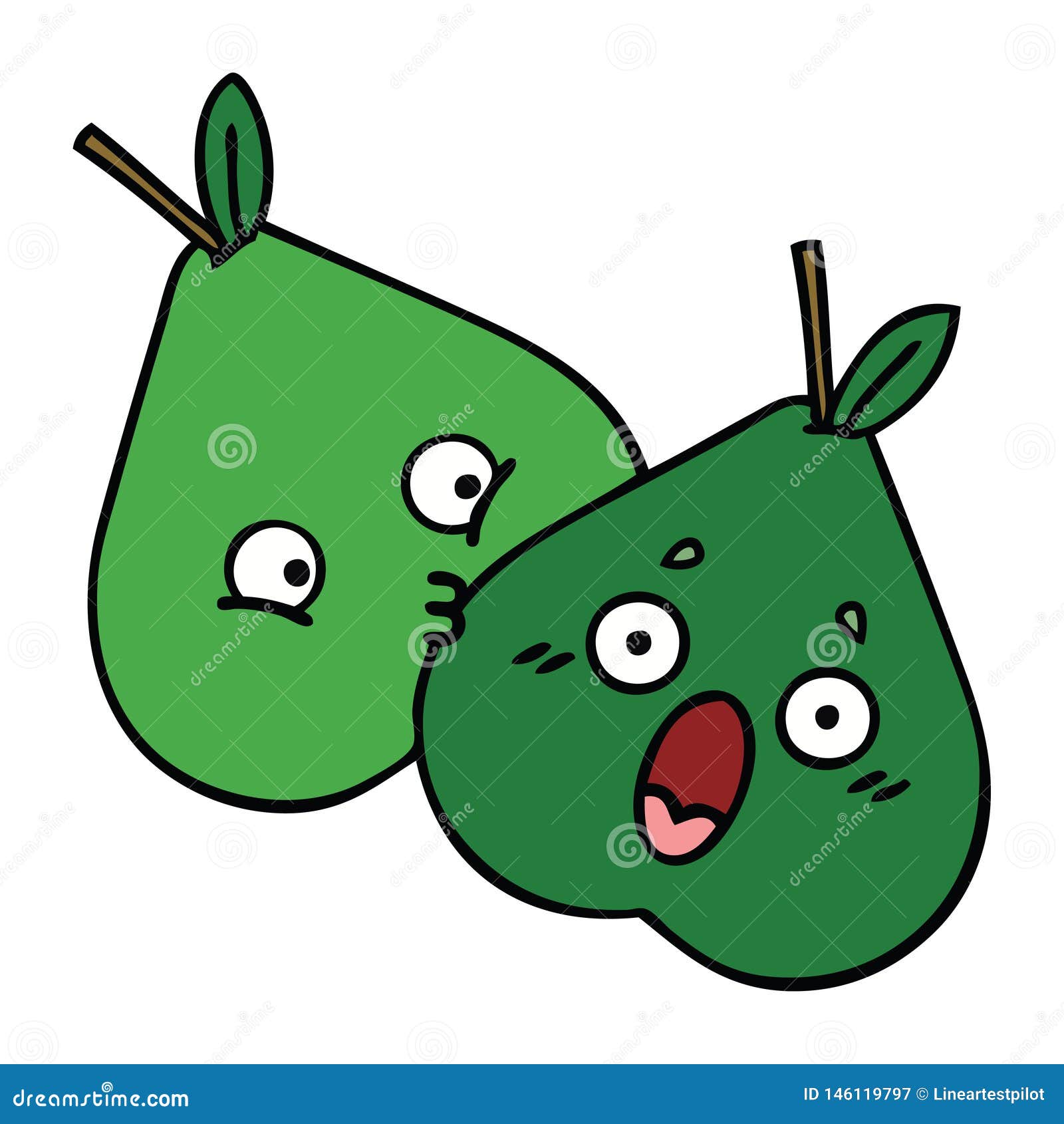 Cute cartoon of a pears stock vector. Illustration of food - 146119797