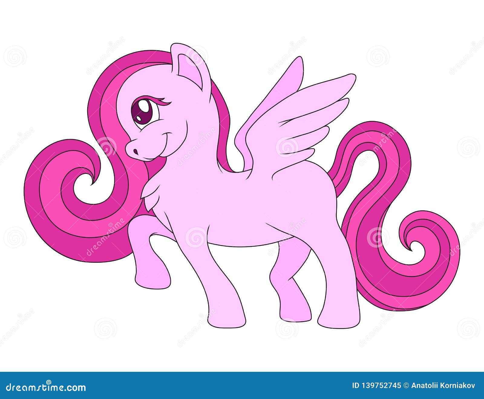 Cute Cartoon Pegasus, Vector Graphic Stock Vector - Illustration of ...