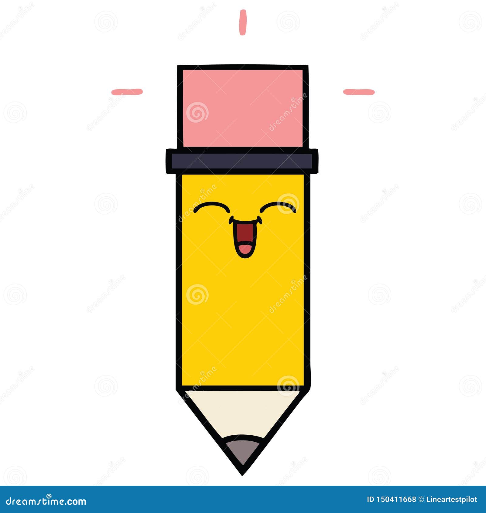 Cute cartoon of a pencil stock vector. Illustration of freehand - 150411668