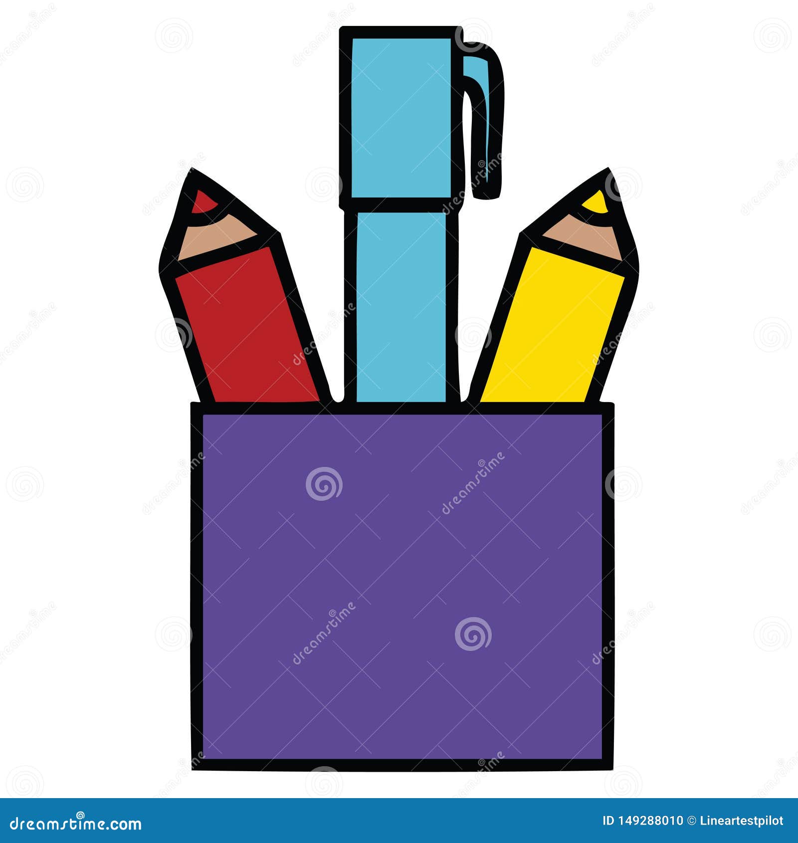 Cute cartoon pencil pot stock vector. Illustration of clipart - 149288010