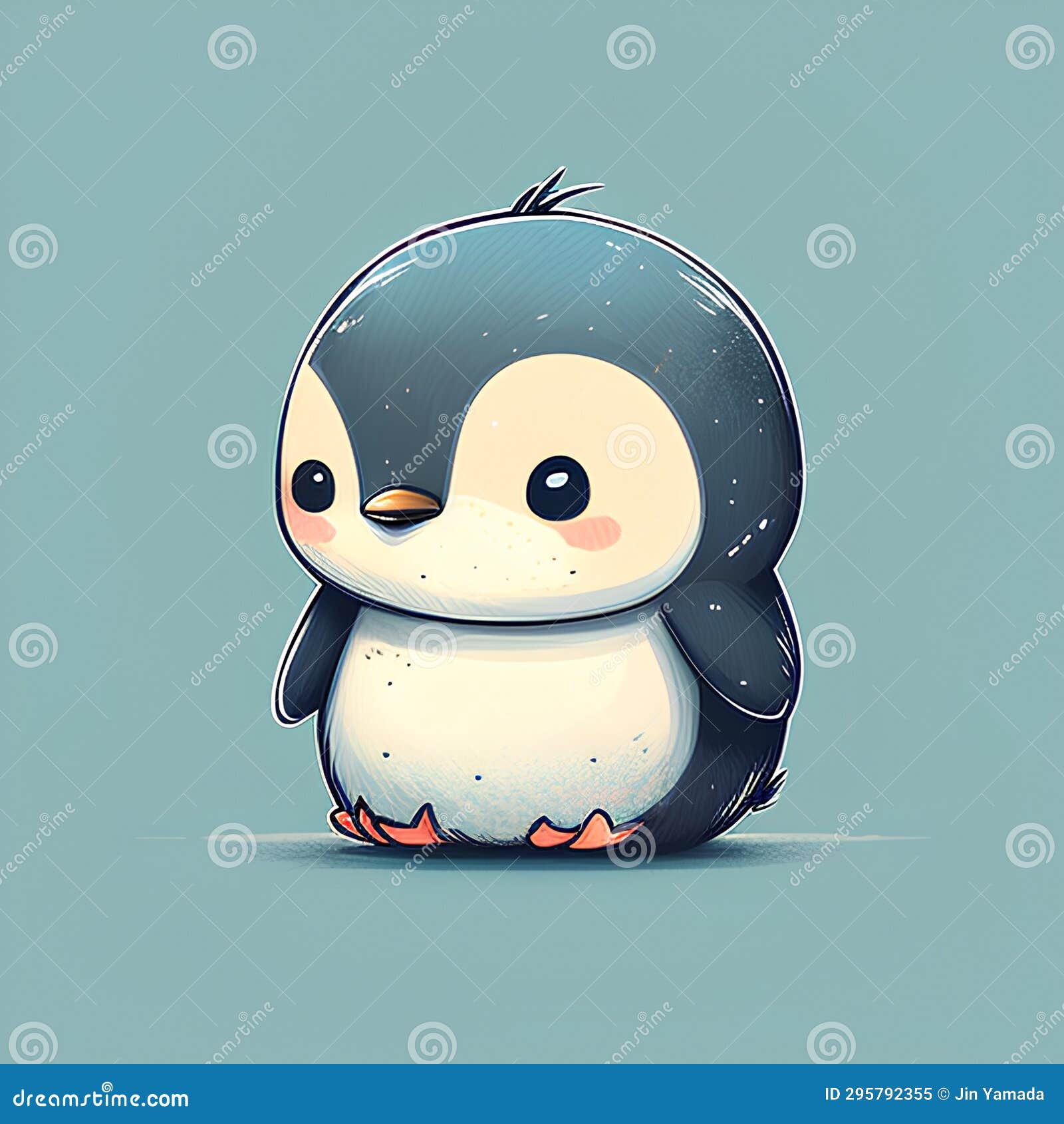 Cute Cartoon Penguin on a Blue Background. Vector Illustration Stock ...