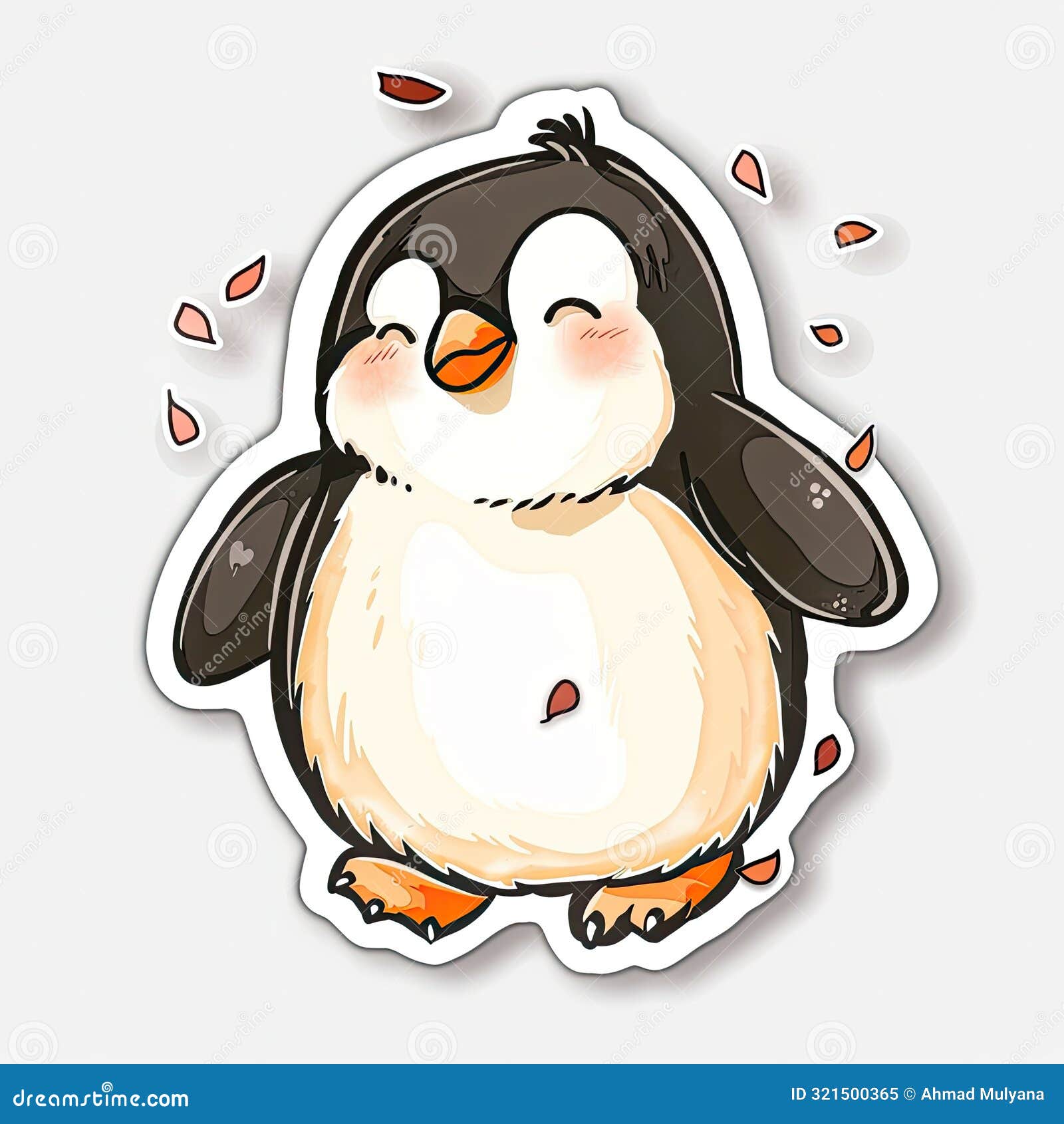 Cute Cartoon Penguin with Blush Generated with AI Stock Illustration ...