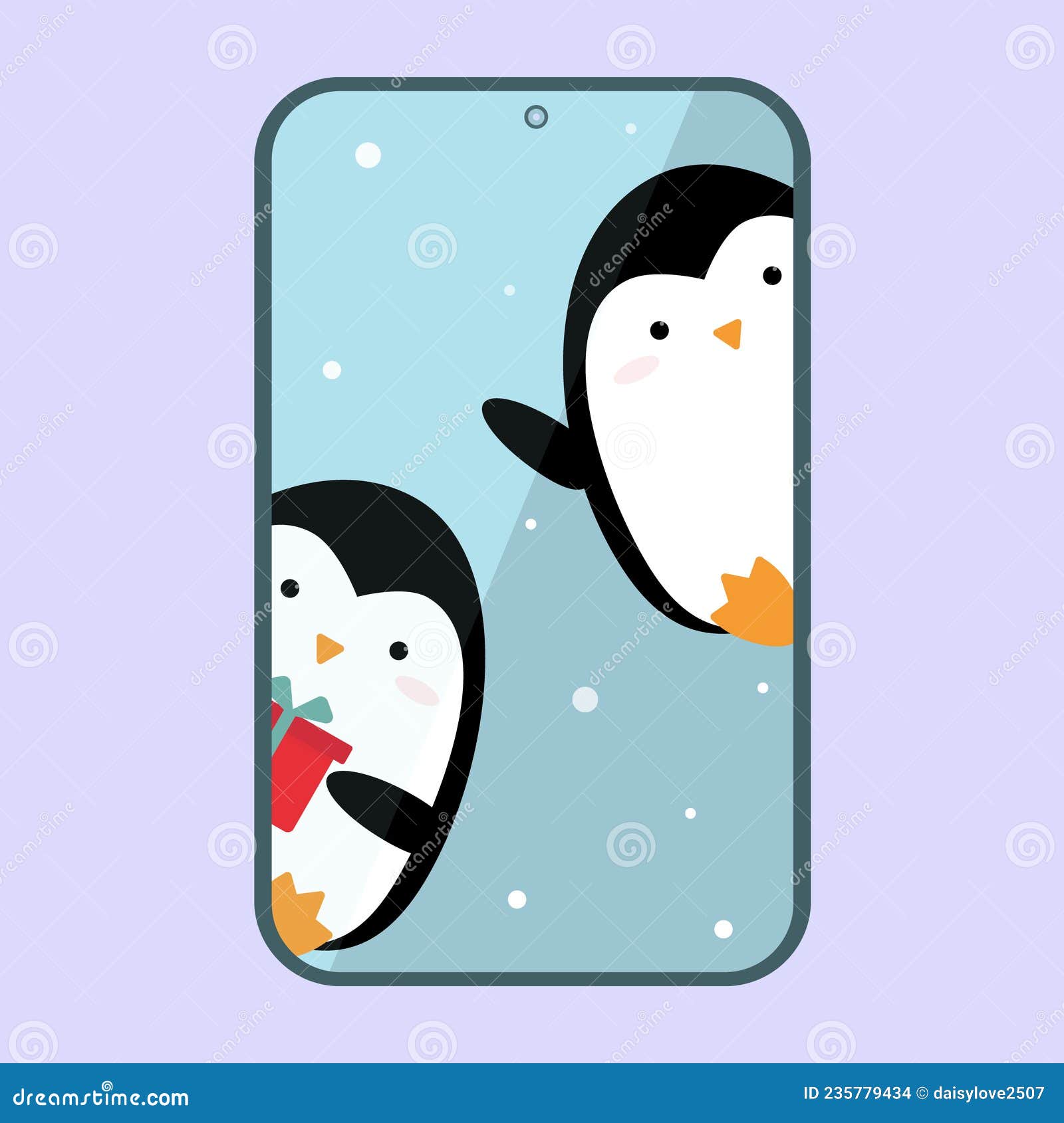 A Cute Cartoon Penguins in the Smartphone Stock Vector - Illustration ...