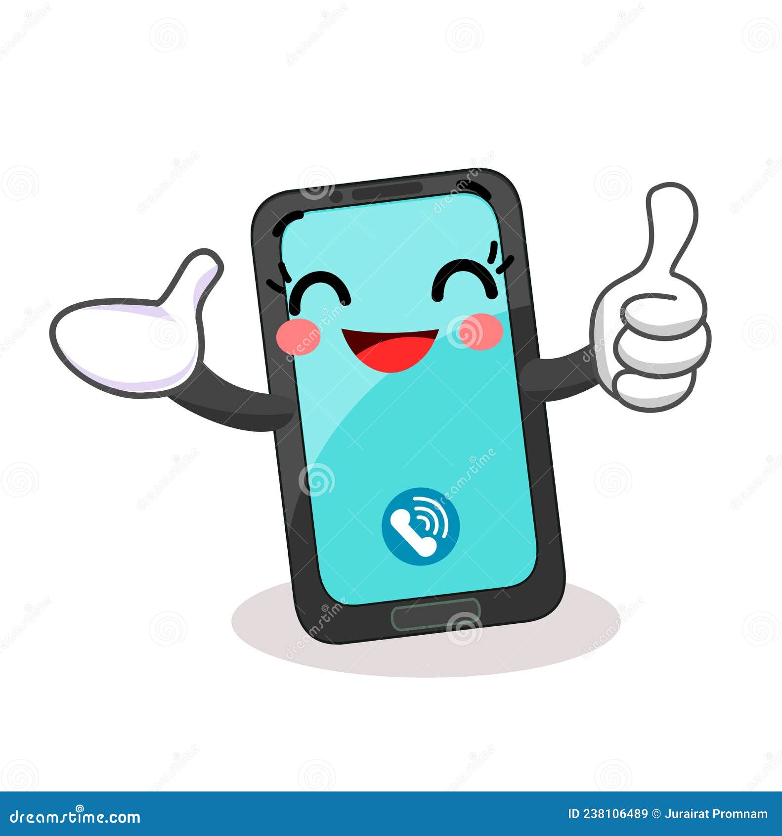 Cute Cartoon Phone Character Vector. Stock Vector - Illustration of ...