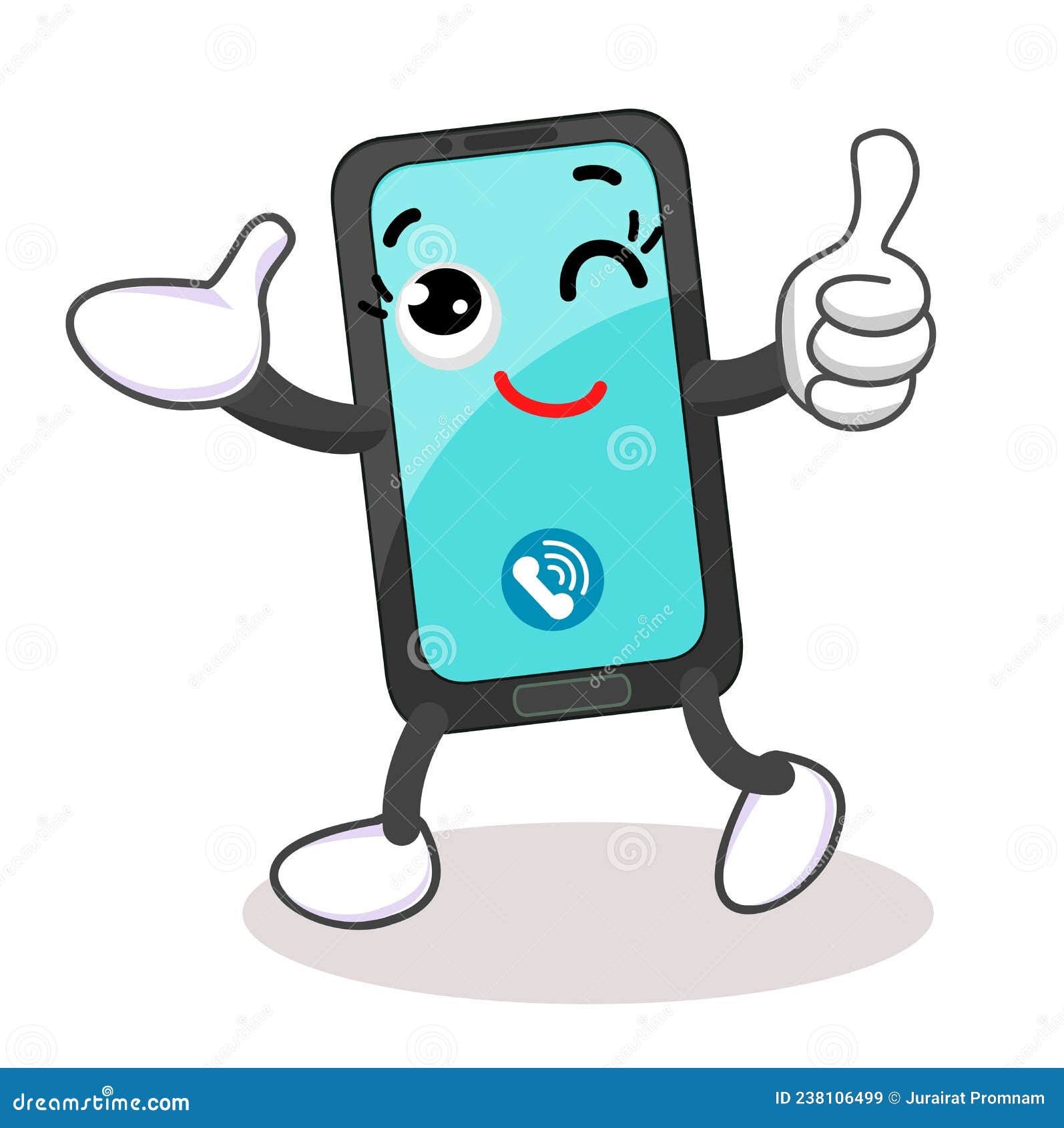 Cute Cartoon Phone Character Vector. Stock Vector - Illustration of ...