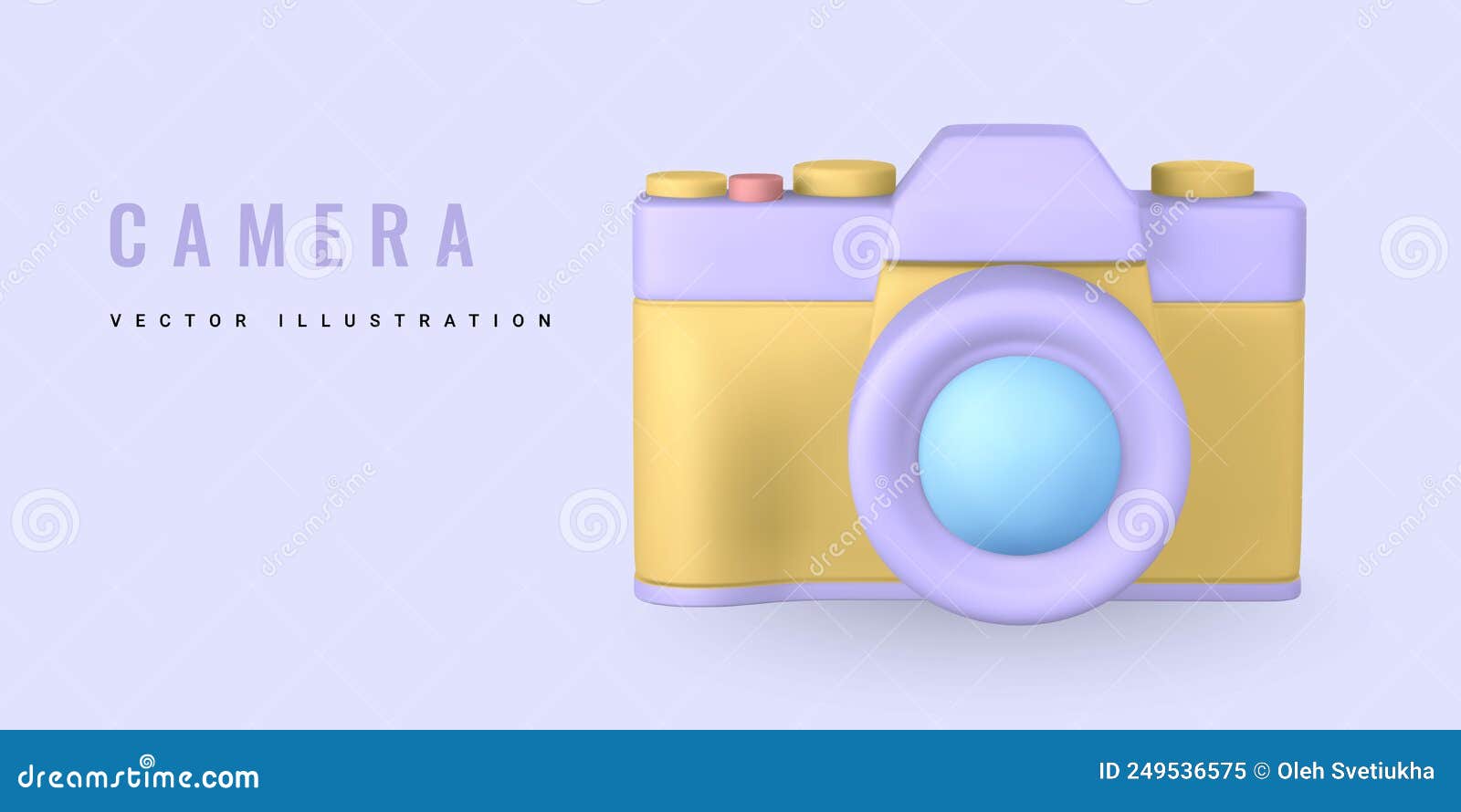 Cute Cartoon Photo Camera. Realistic 3d Camera. Summertime Object Stock ...