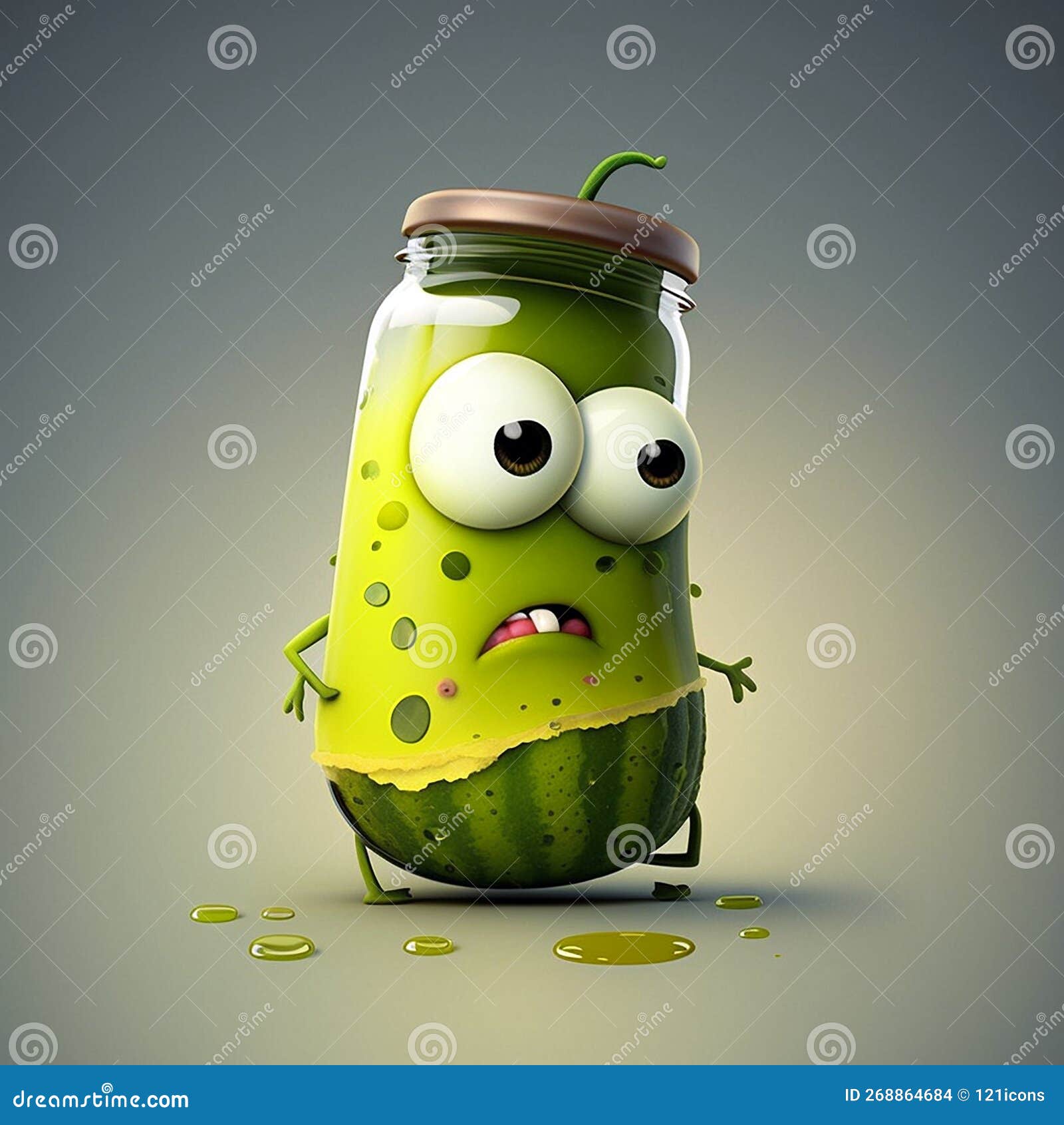 Cute Cartoon Pickle Character Using Generative AI Stock Illustration ...