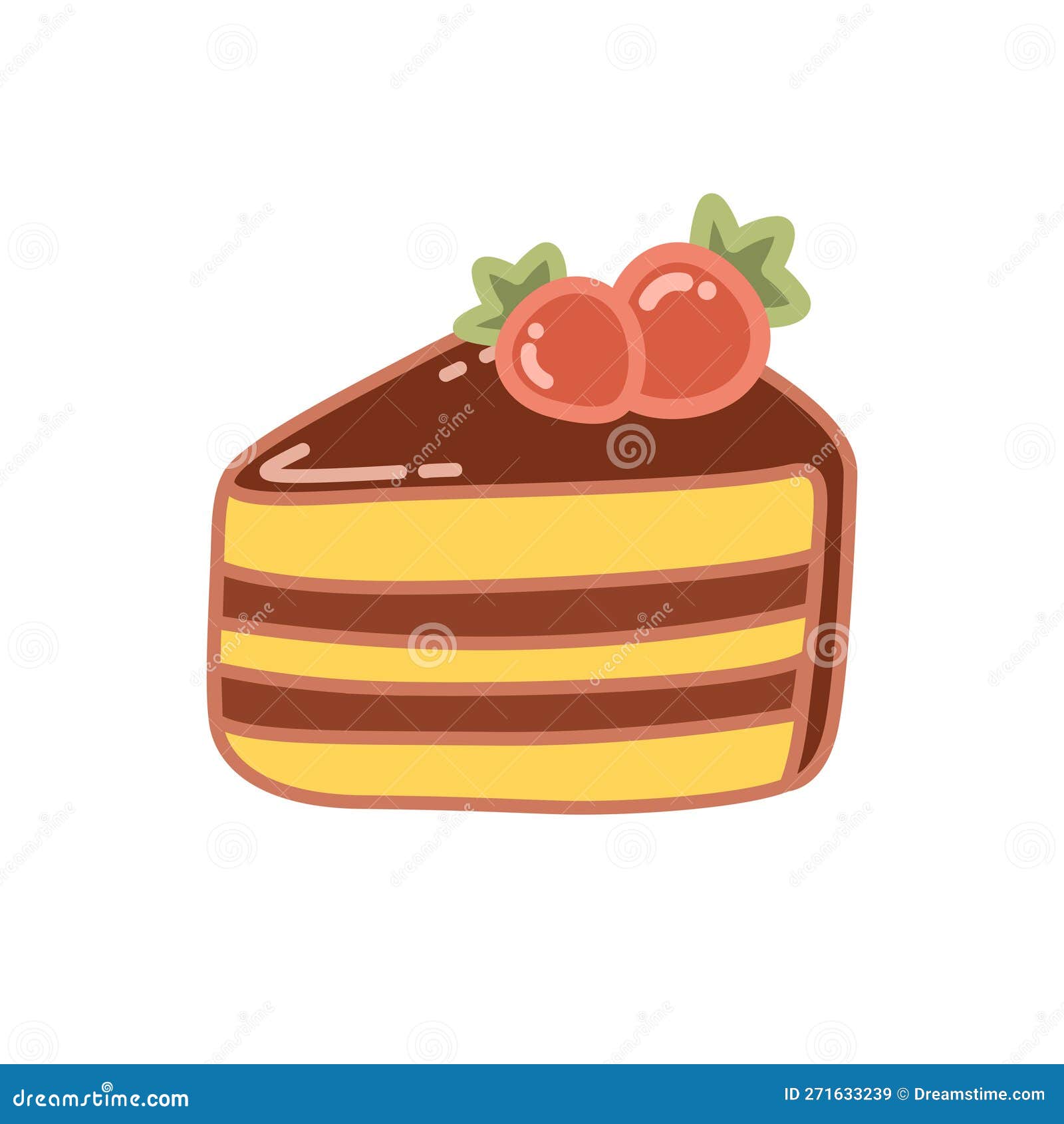 Cute cartoon piece of cake stock vector. Illustration of isolated ...