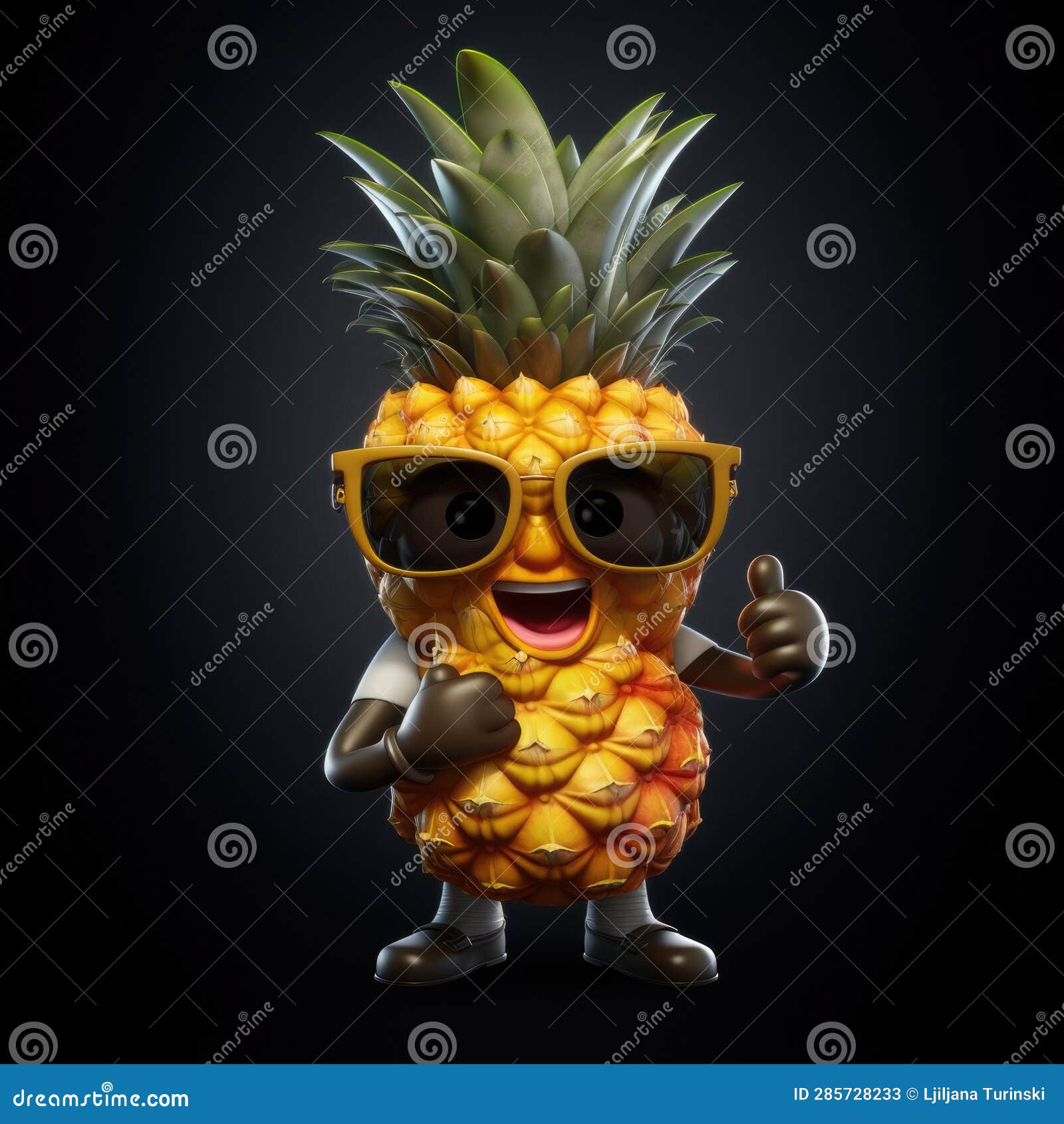Cute Cartoon Pineapple Character, Animated with a Face Stock ...