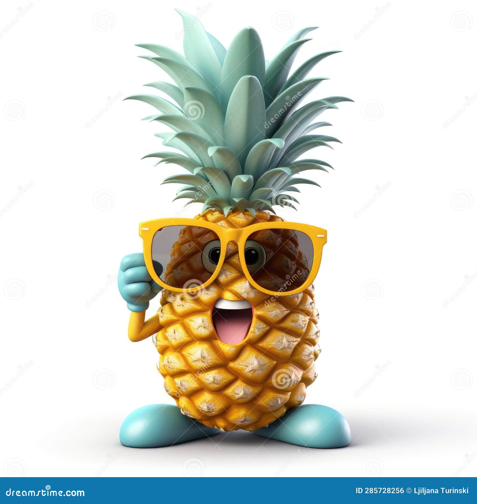 Cute Cartoon Pineapple Character, Animated with a Face Stock ...