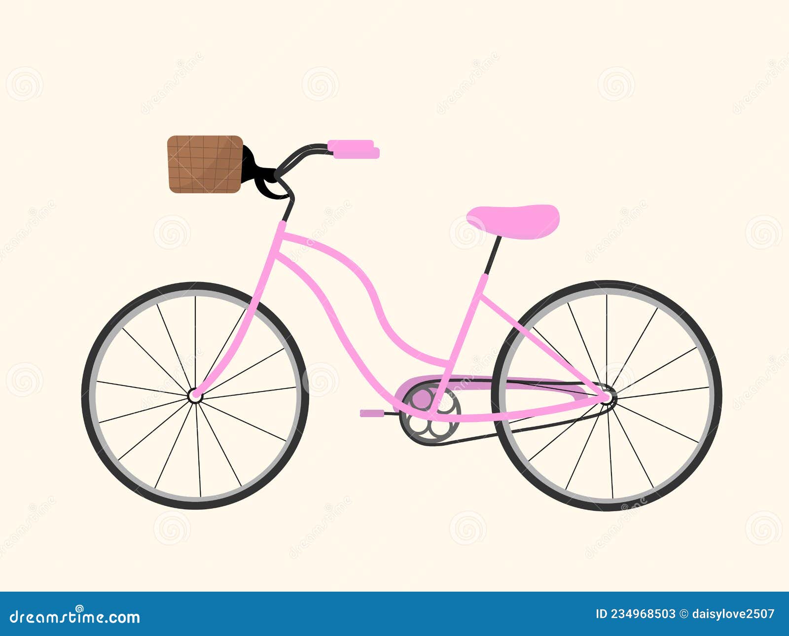 A Cute Cartoon Pink Bicycle Icon Art Stock Vector - Illustration of ...