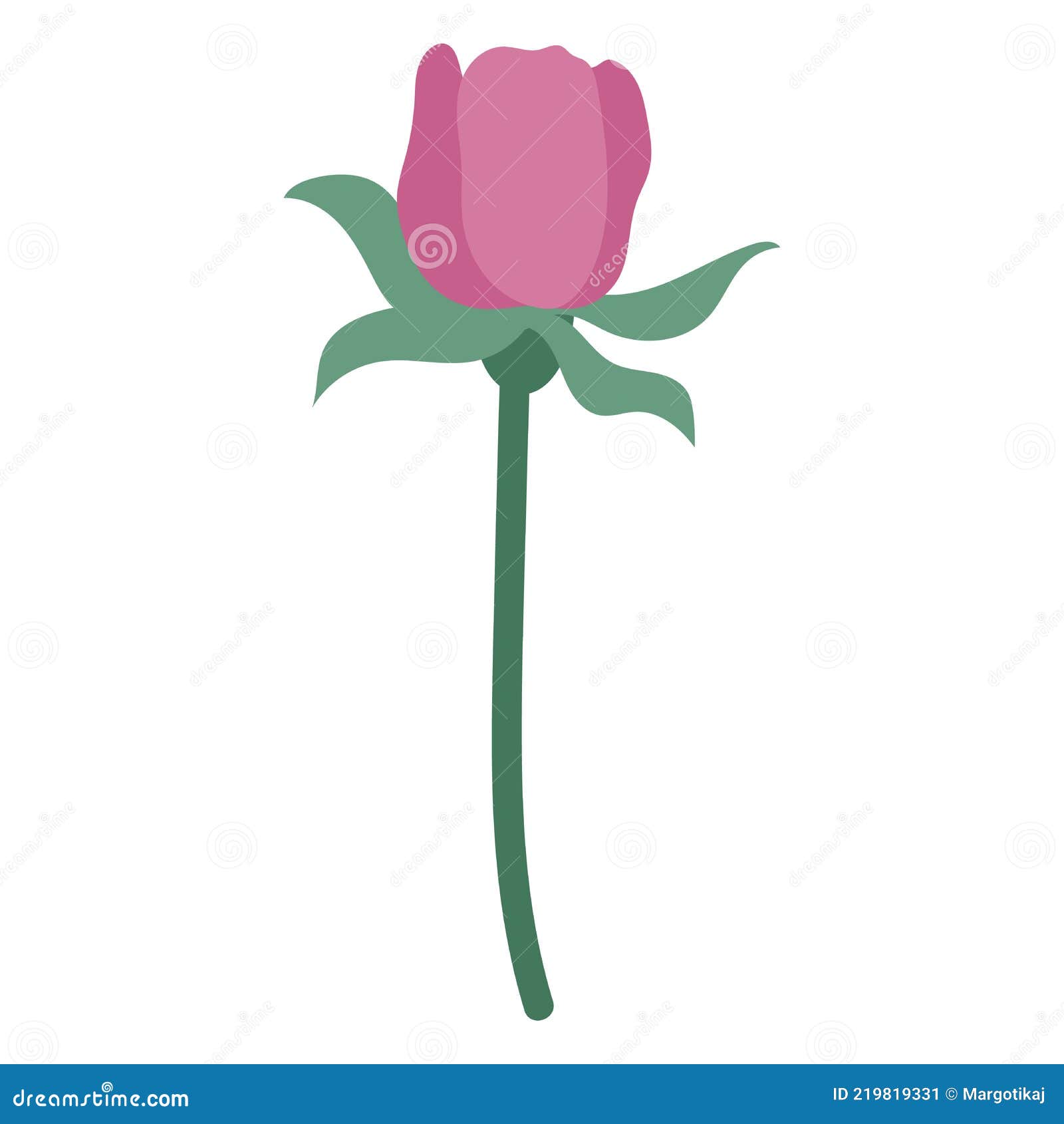 Cute Cartoon Pink Rose,Vector Hand Drawn Stock Vector - Illustration of ...