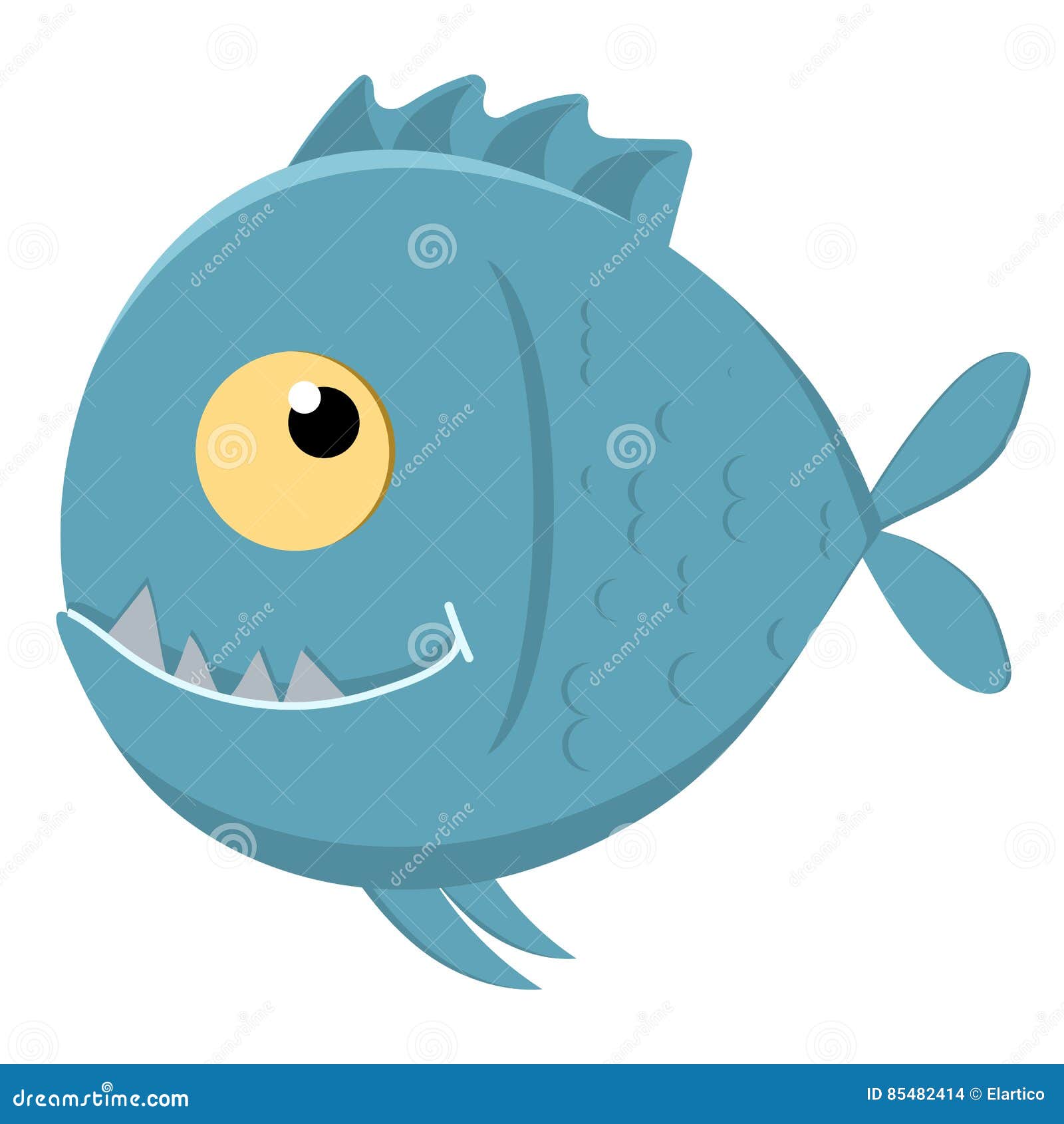 Cute Cartoon Piranha with Sharp Teeth Stock Vector - Illustration of ...