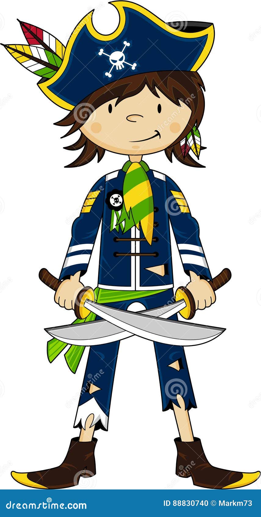 Cute Cartoon Pirate stock vector. Illustration of adorable - 88830740