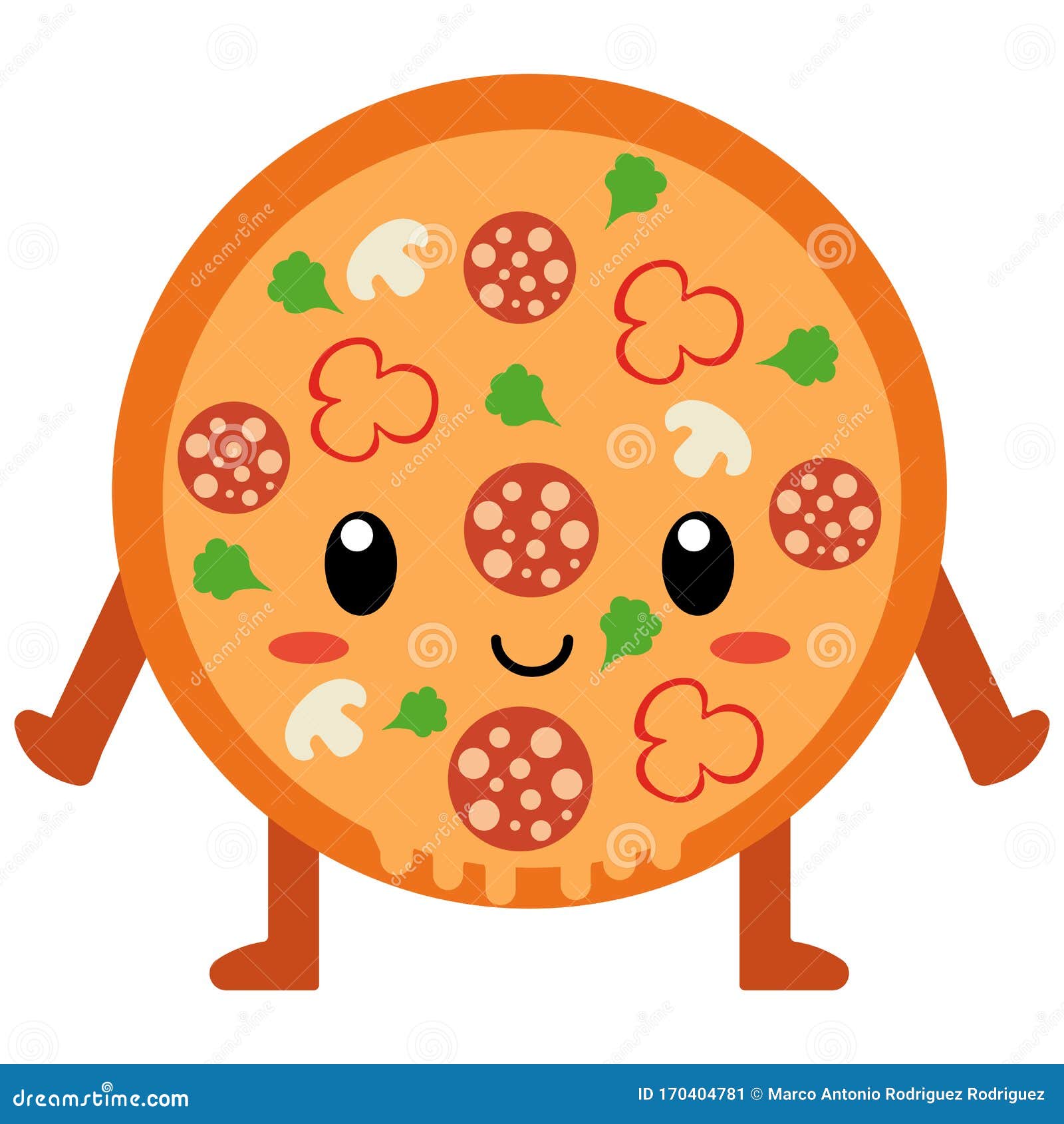 Cute Cartoon Pizza Isolated Stock Illustration - Illustration of cheese ...