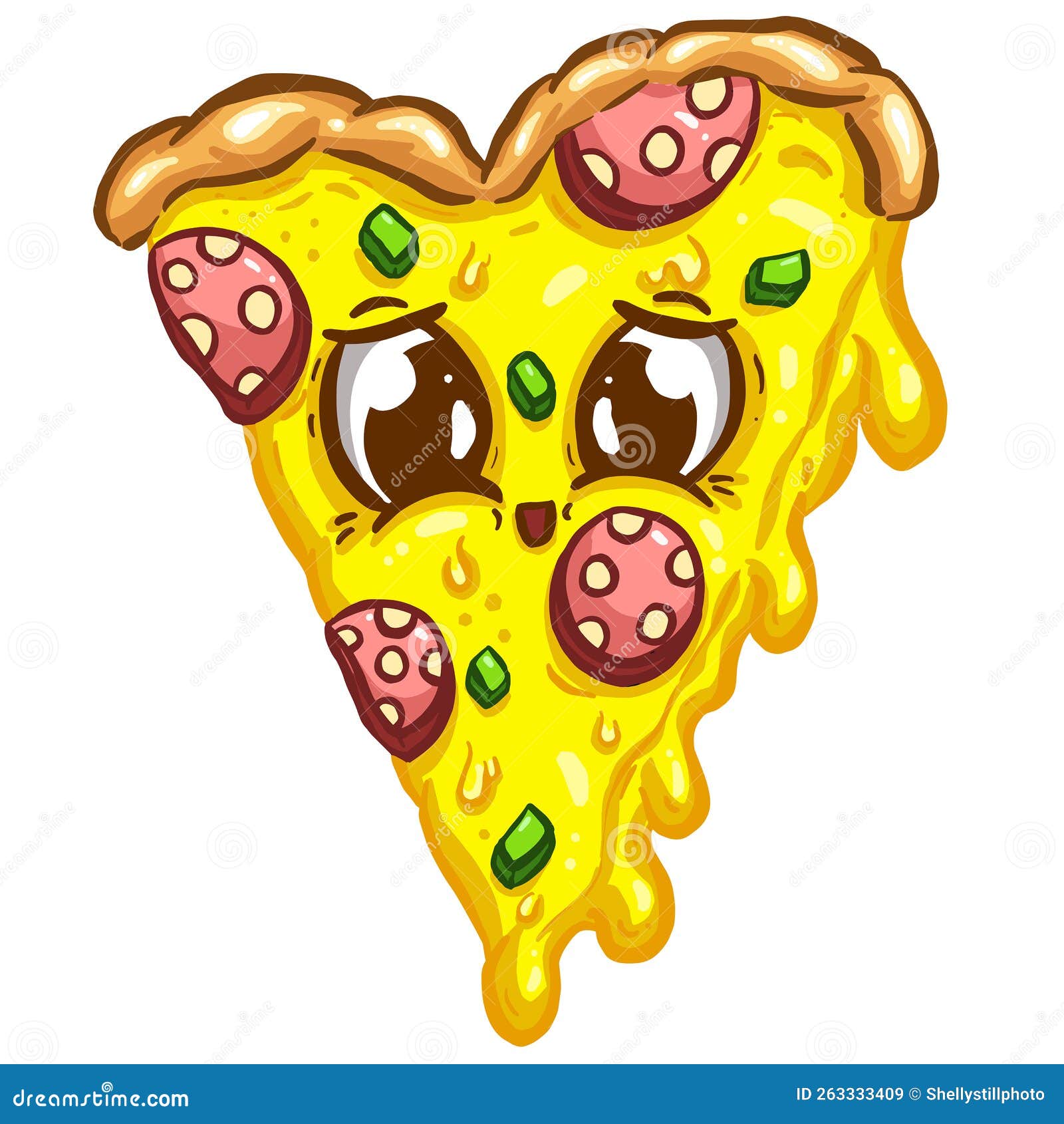 Cute Cartoon Pizza Slice Character with Cheesy Toppings in Vector ... Cute Cartoon Pizza Slice Character with Cheesy Toppings in Vector ...