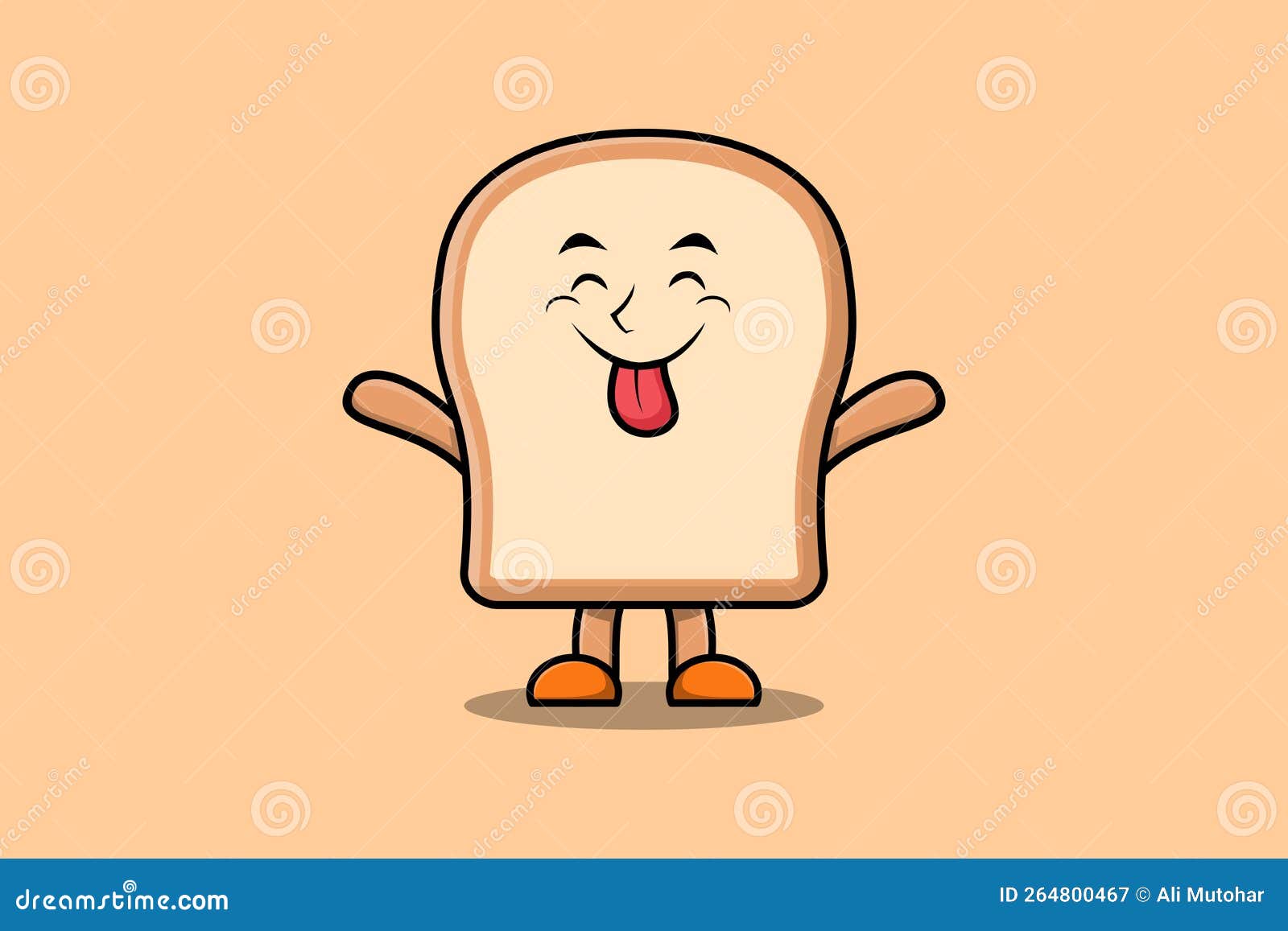 Cute Cartoon Plain Bread with Flashy Expression Stock Vector ...