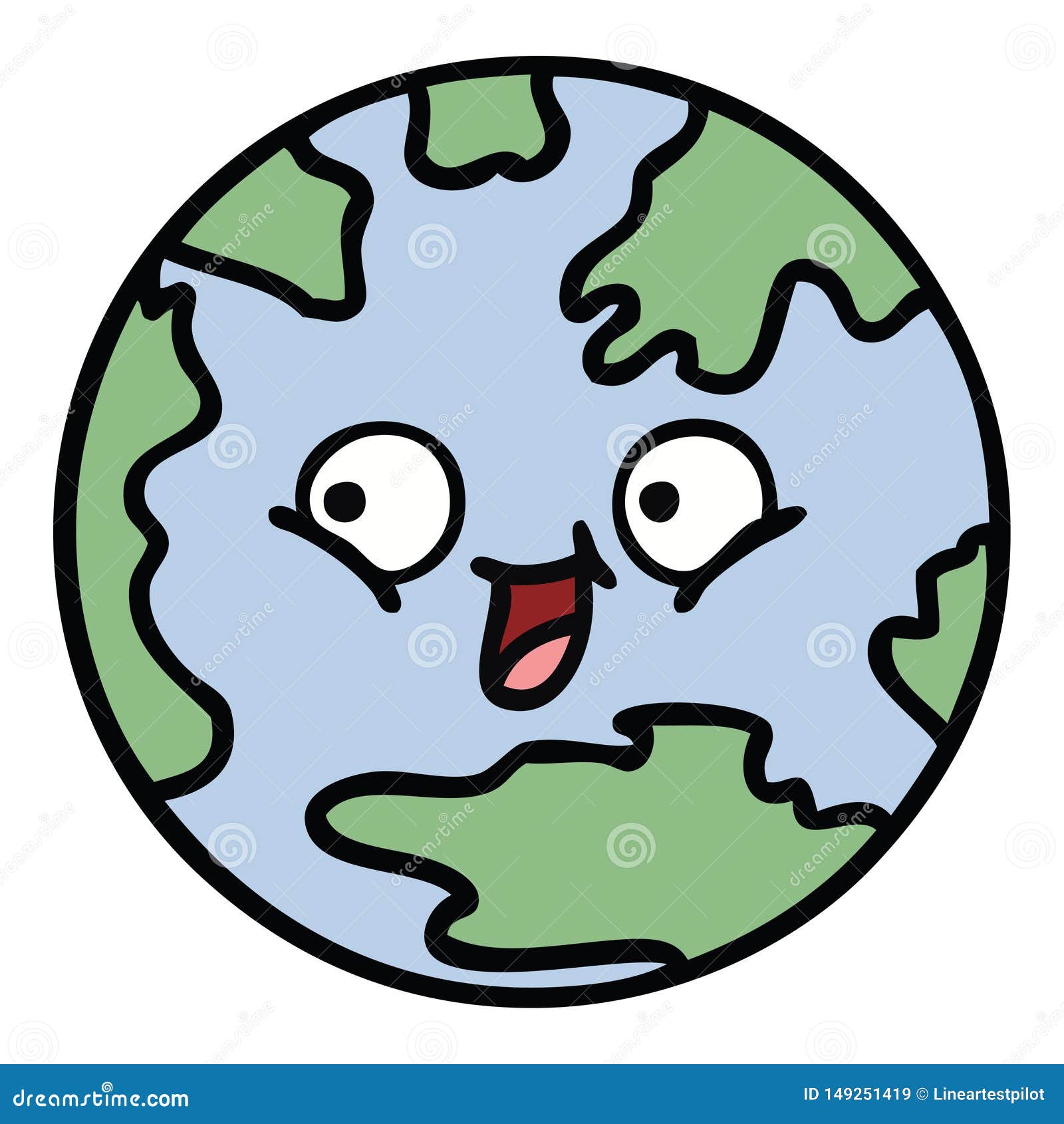 Cute Cartoon Planet Earth Stock Vector Illustration Of Retro 149251419