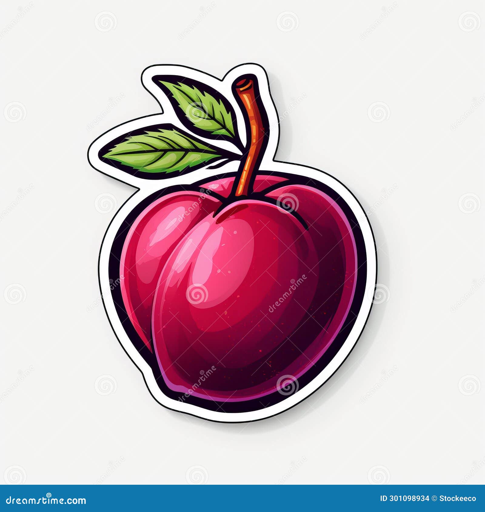 Plum Sticker Vector Illustration In The Style Of Ingrid Baars