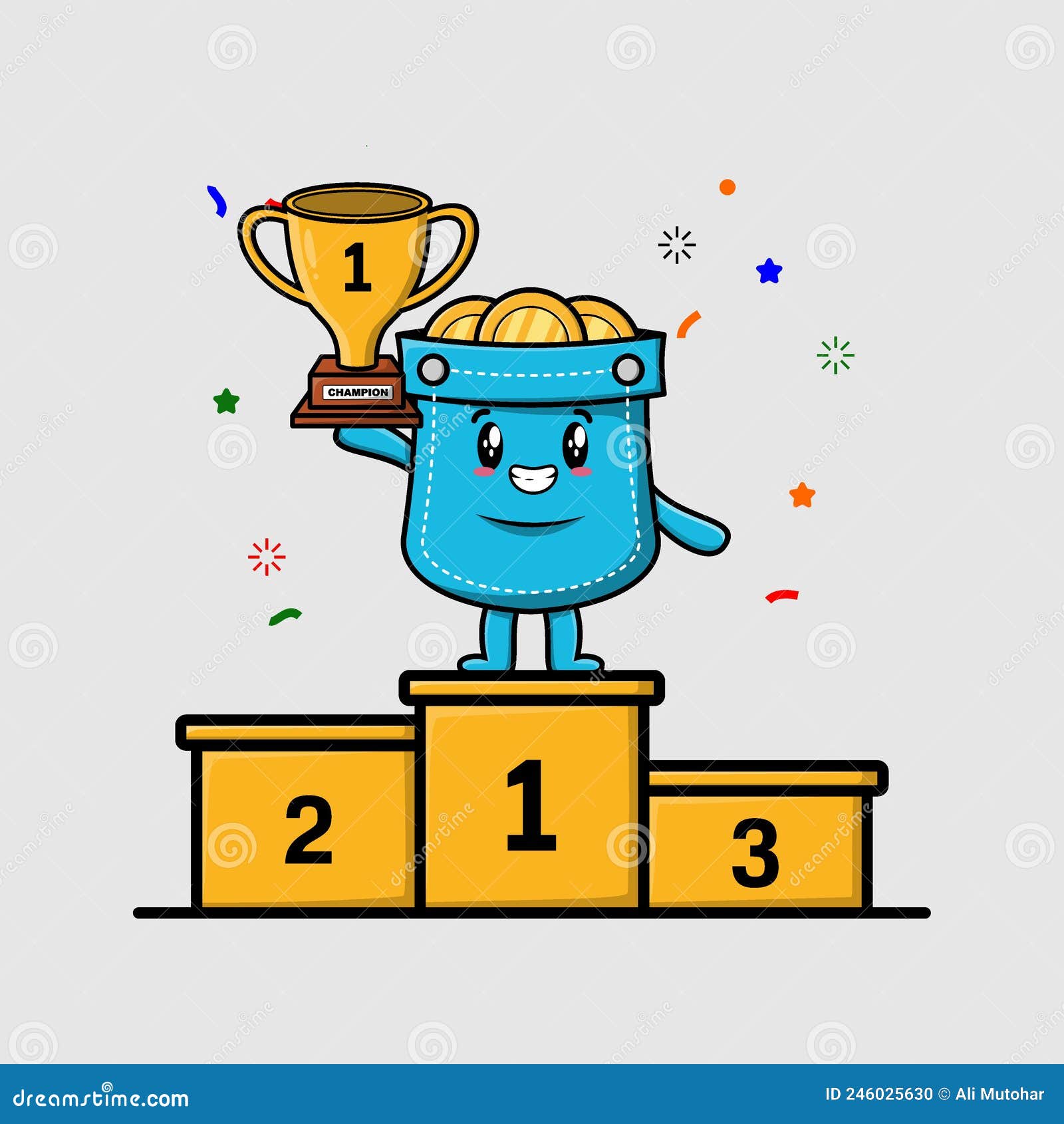 Cute Cartoon Pocket As the First Winner Stock Vector - Illustration of ...