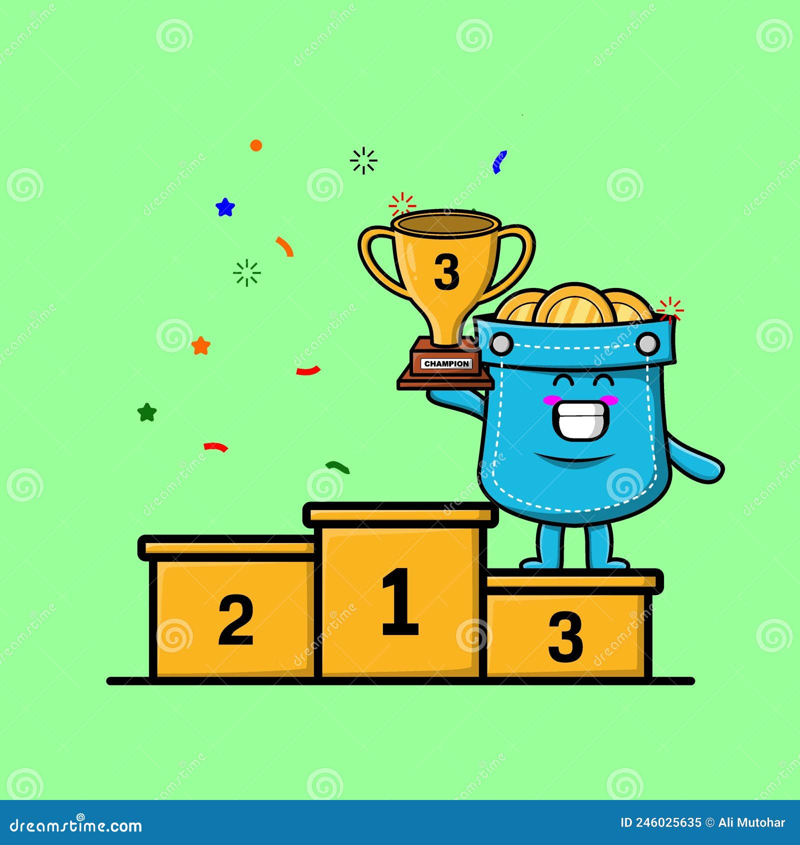 Cute Cartoon Pocket As the Third Winner Stock Vector - Illustration of ...