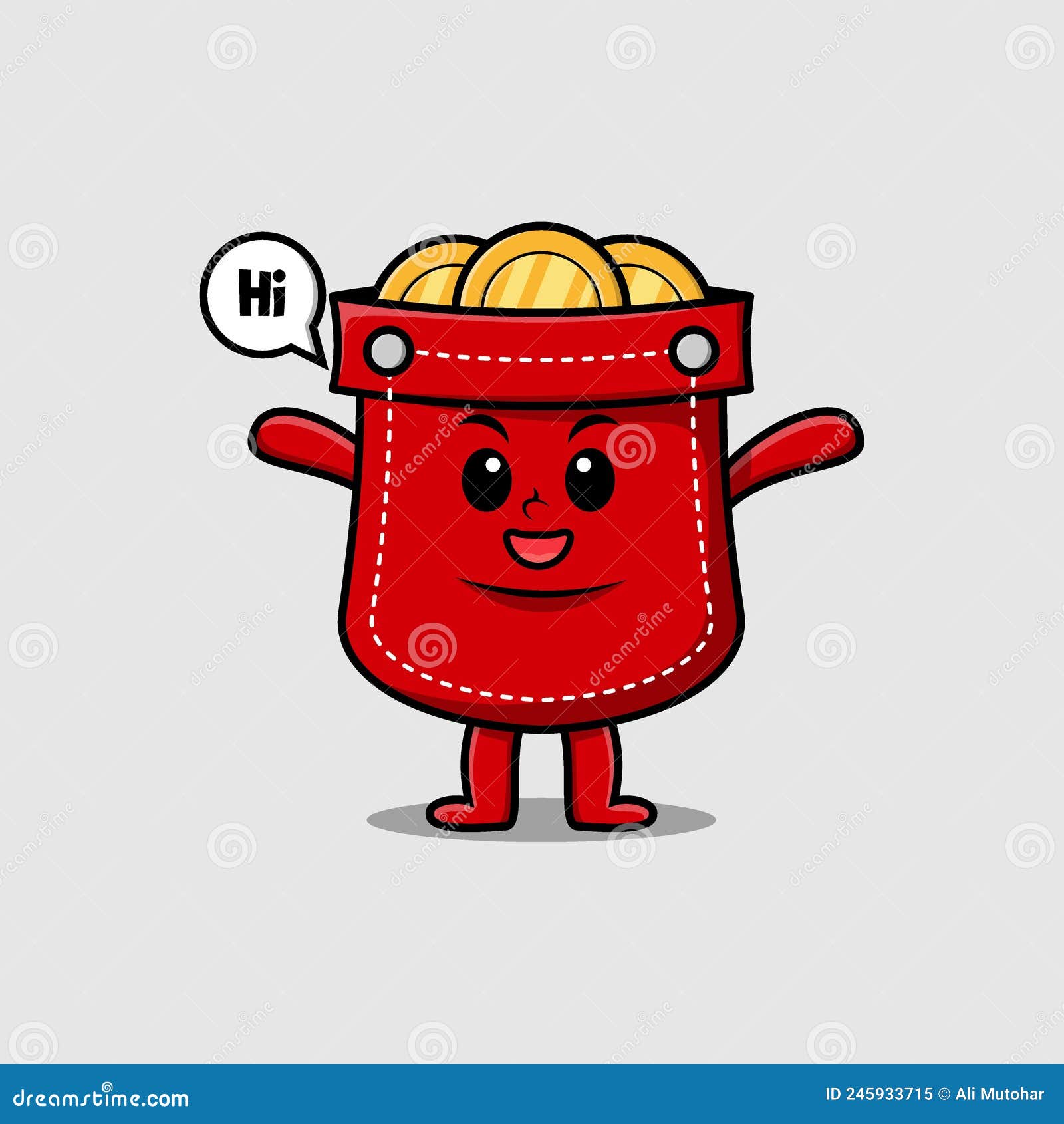 Cute Cartoon Pocket with Happy Expression Stock Vector - Illustration ...