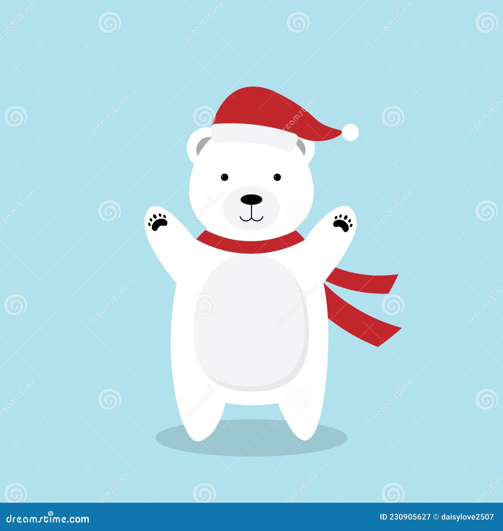 Cute Cartoon Polar Bear In Christmas Hat Stock Vector Illustration Of