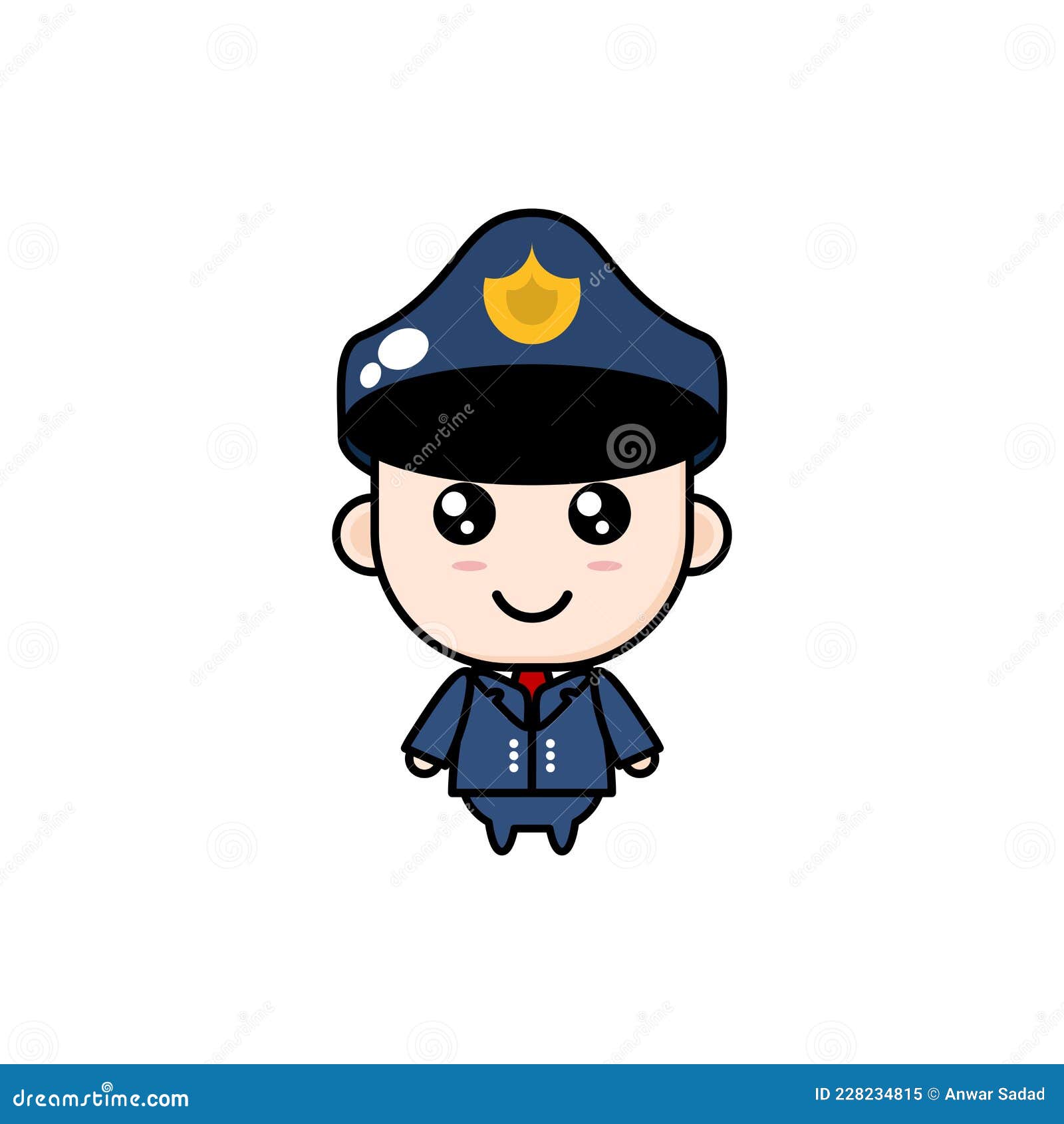 Cute Cartoon Police Chibi Vector Design Stock Vector - Illustration of ...