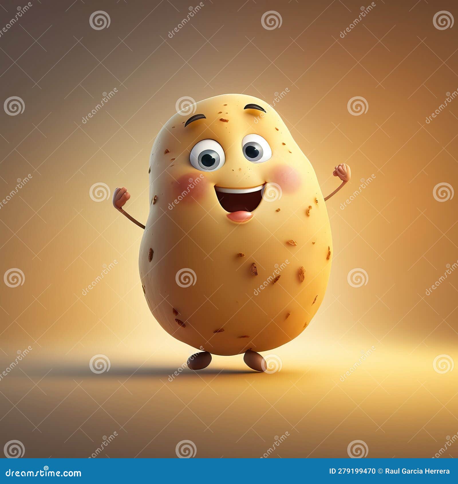 Cute Cartoon Potato Character. Generative Ai Stock Illustration ...