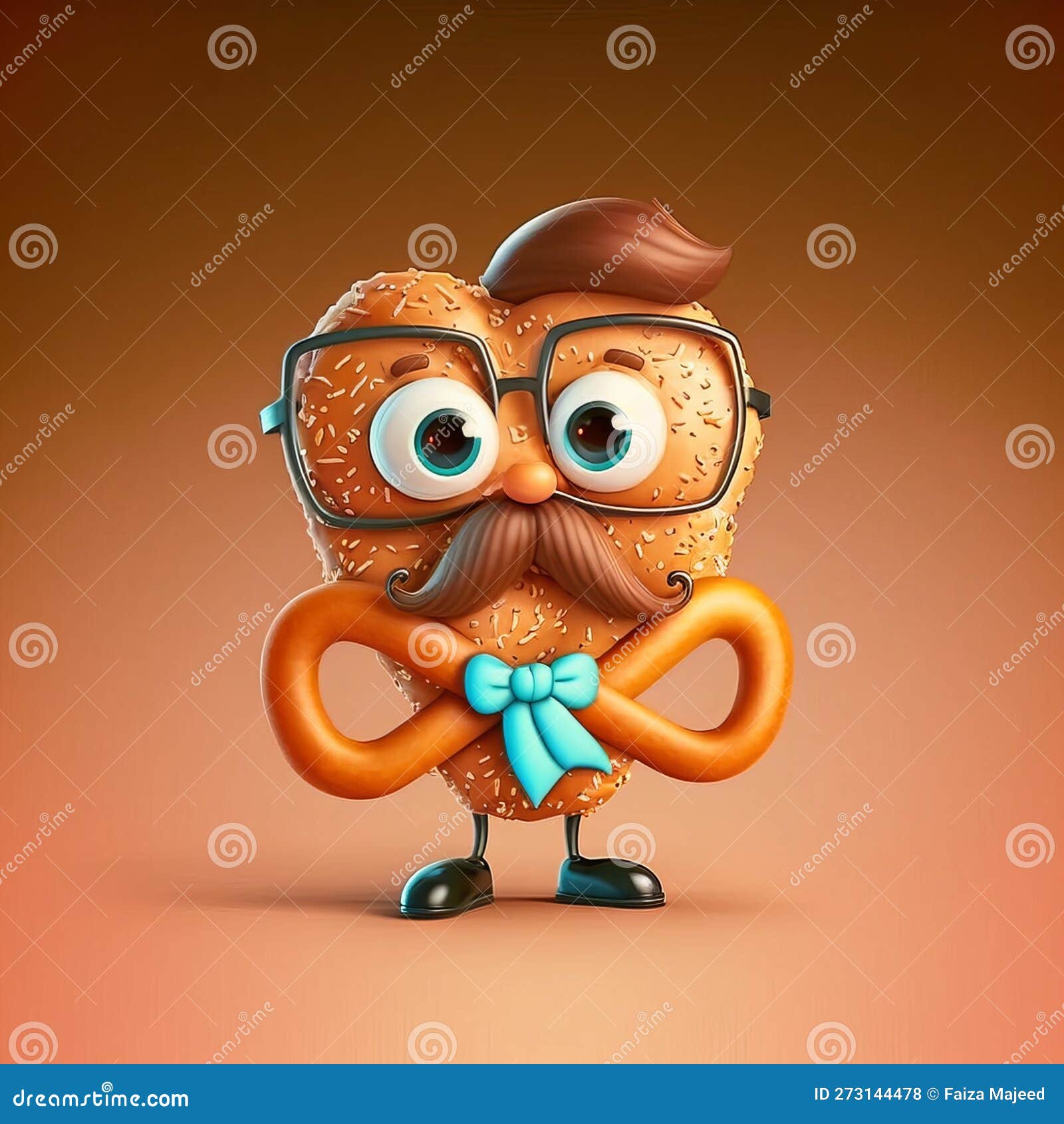 Cute Cartoon Pretzel Character, Generative AI Stock Illustration ...