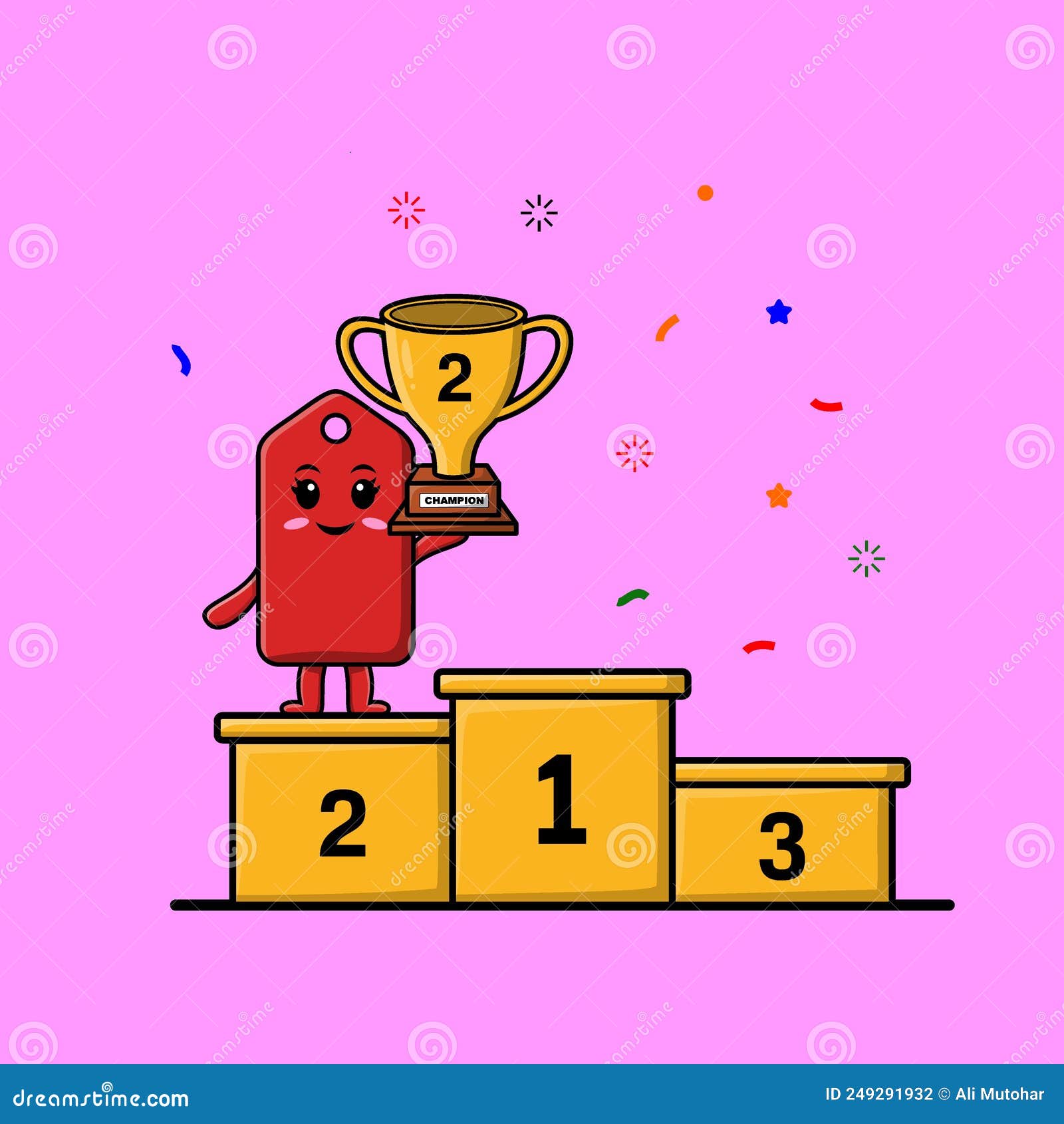 Cute Cartoon Price Tag As the Second Winner Stock Vector - Illustration ...