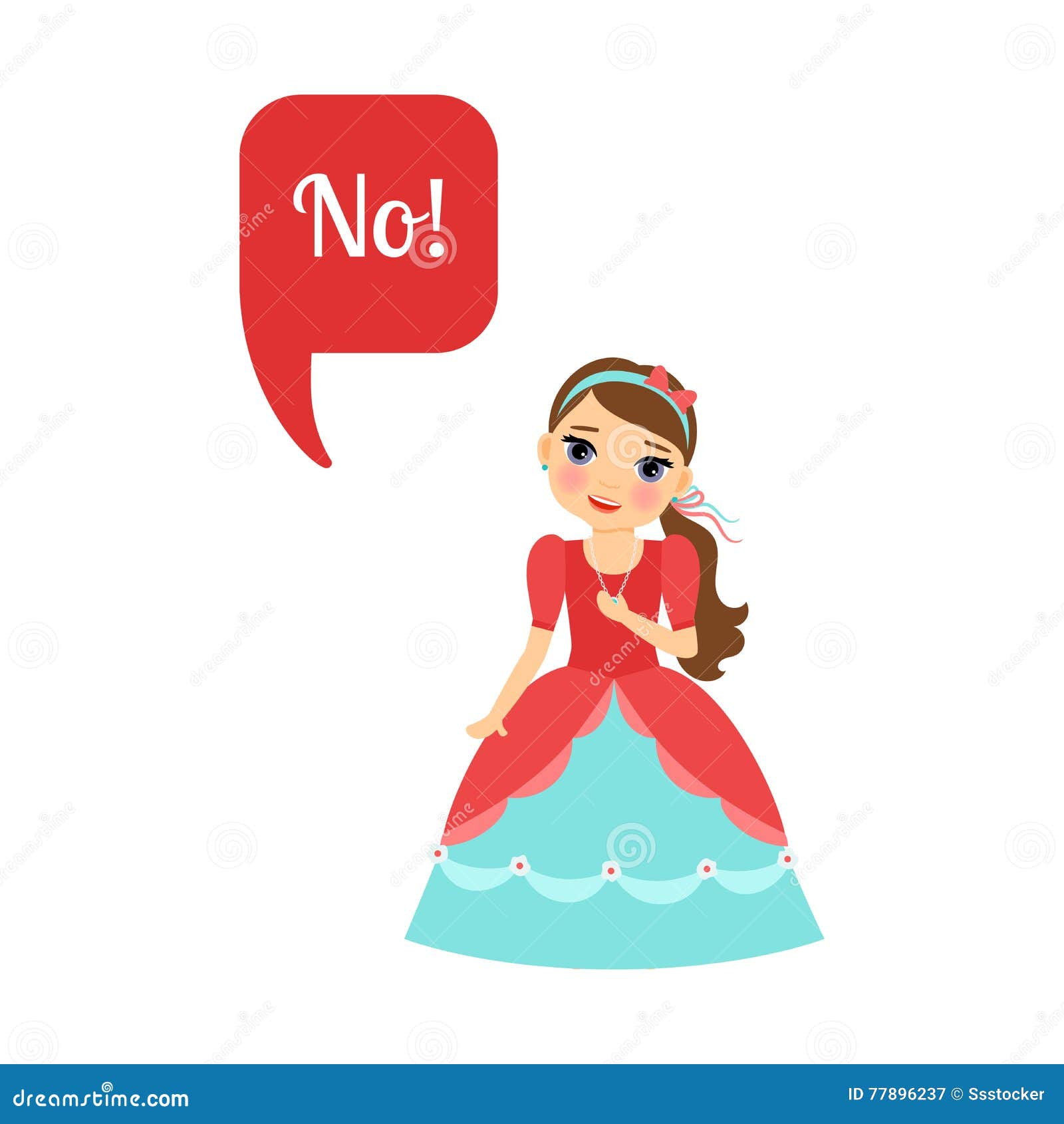 Cute Cartoon Princess with Speech Bubble Stock Vector - Illustration of ...