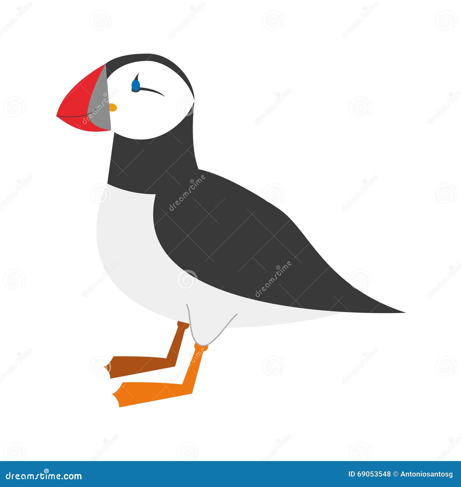 Cute Cartoon Puffin Vector Illustration Stock Vector - Illustration of ...