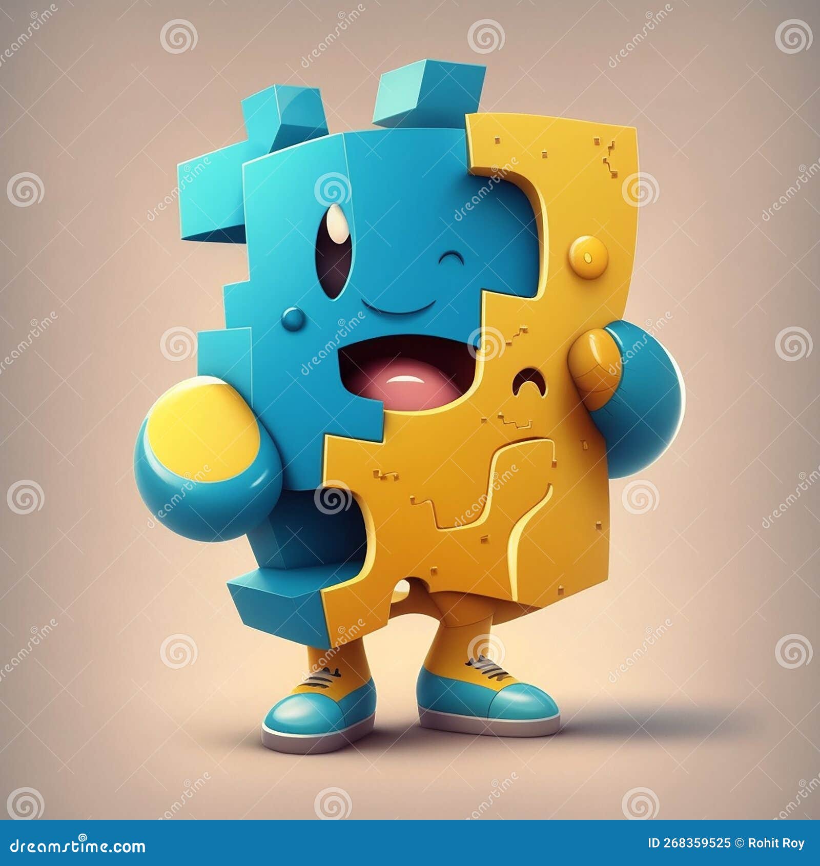 Toy Puzzle Character Sliding On Red Arrow Royalty-Free Illustration ...