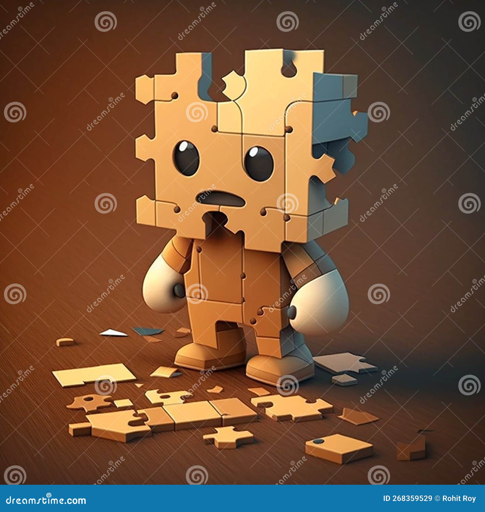 Cute Cartoon Puzzle Character Stock Illustration - Illustration of face ...